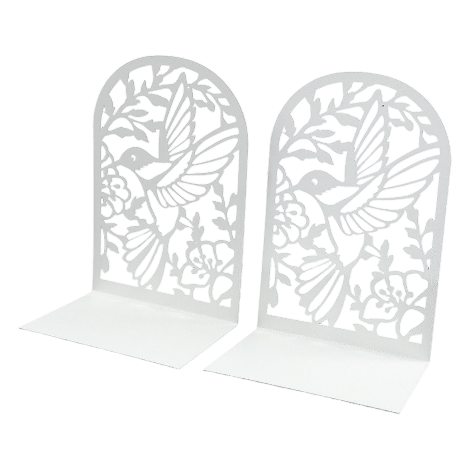 2Pcs Book Ends for Shelves Hollowed Bird Flower Metal Bookends Heavy ...