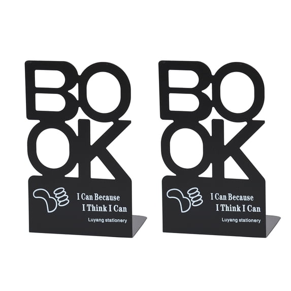 2Pcs Book Ends for Shelves Hollowed Letter Metal Bookends Heavy Duty ...