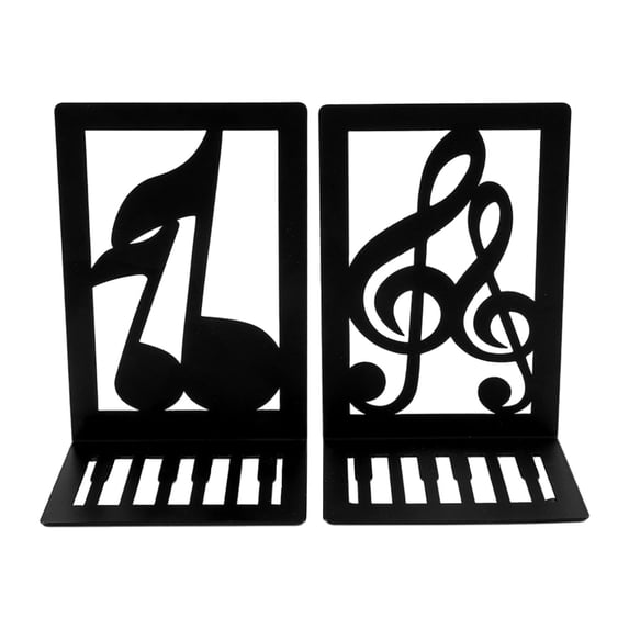 2Pcs Book Ends for Shelves Hollowed Musical Note Metal Bookends Heavy ...