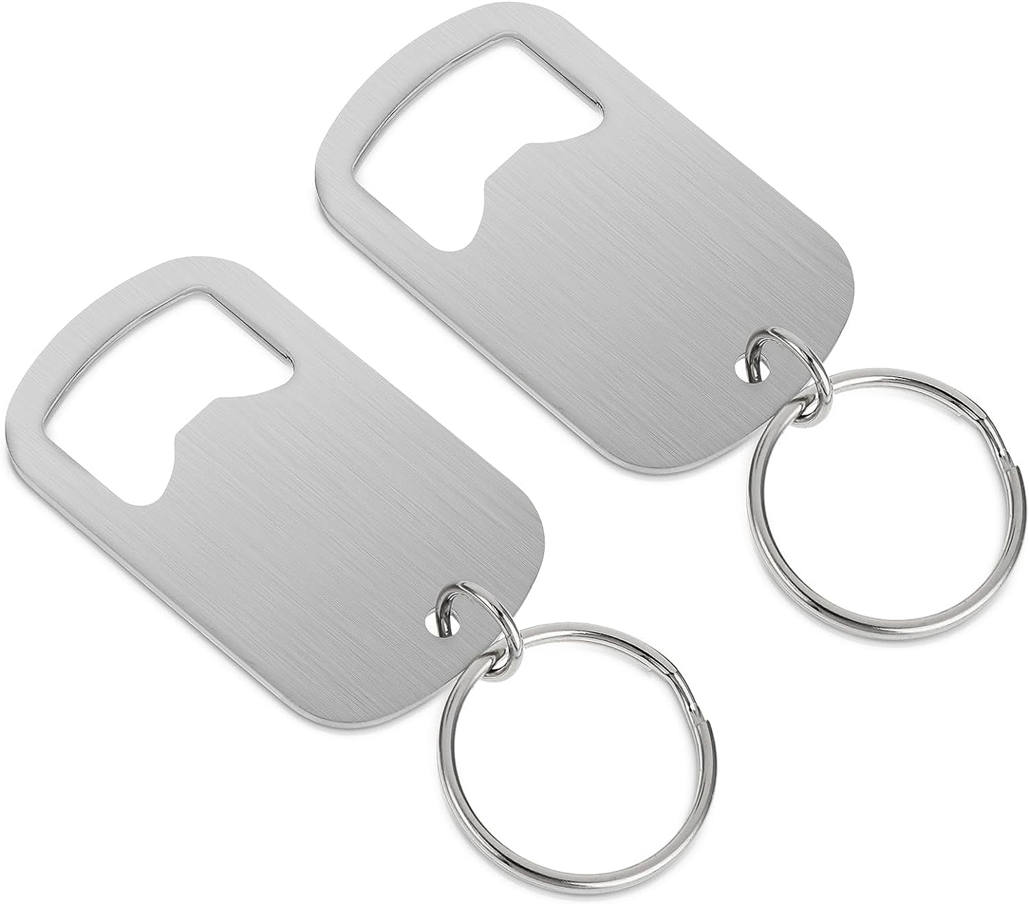 2Pcs Bottle Opener Keyring Flat Beer Bottle Opener Keychain Stainless ...