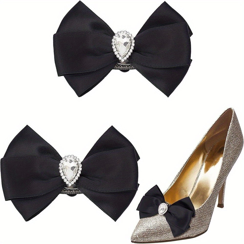 2Pcs Bow Shoe Clips Detachable Bowknot Shoes Decoration with Brass ...