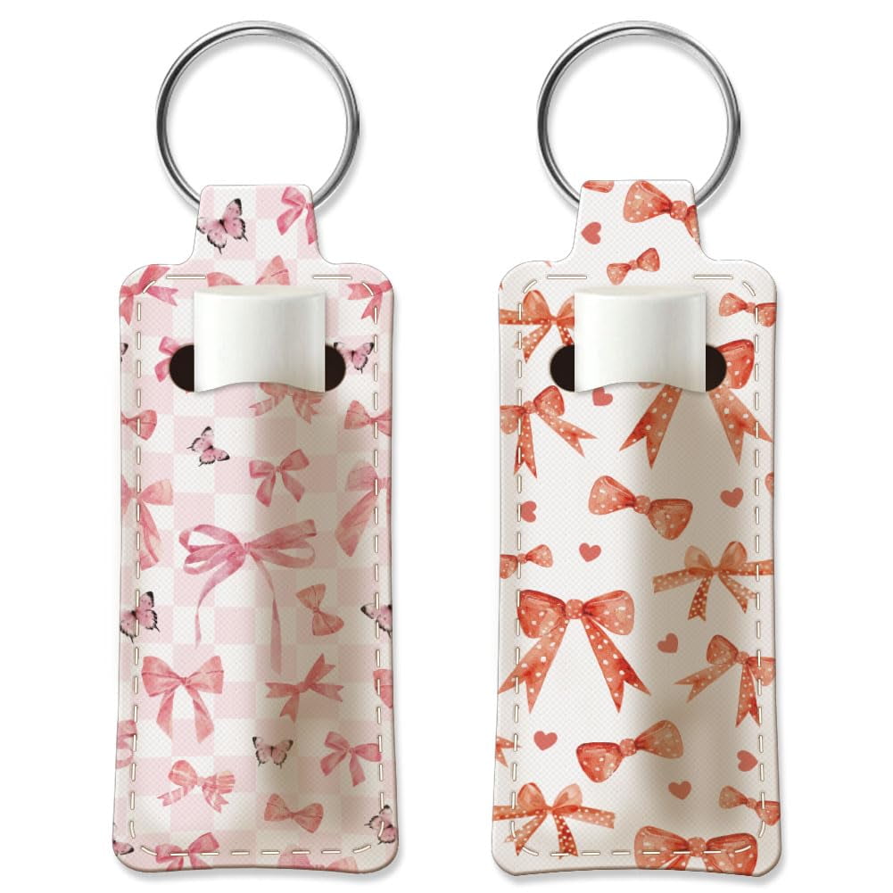 2Pcs Bowknot Chapstick Holder Keychain 3.8x1.5 Inch Elastic Diving ...