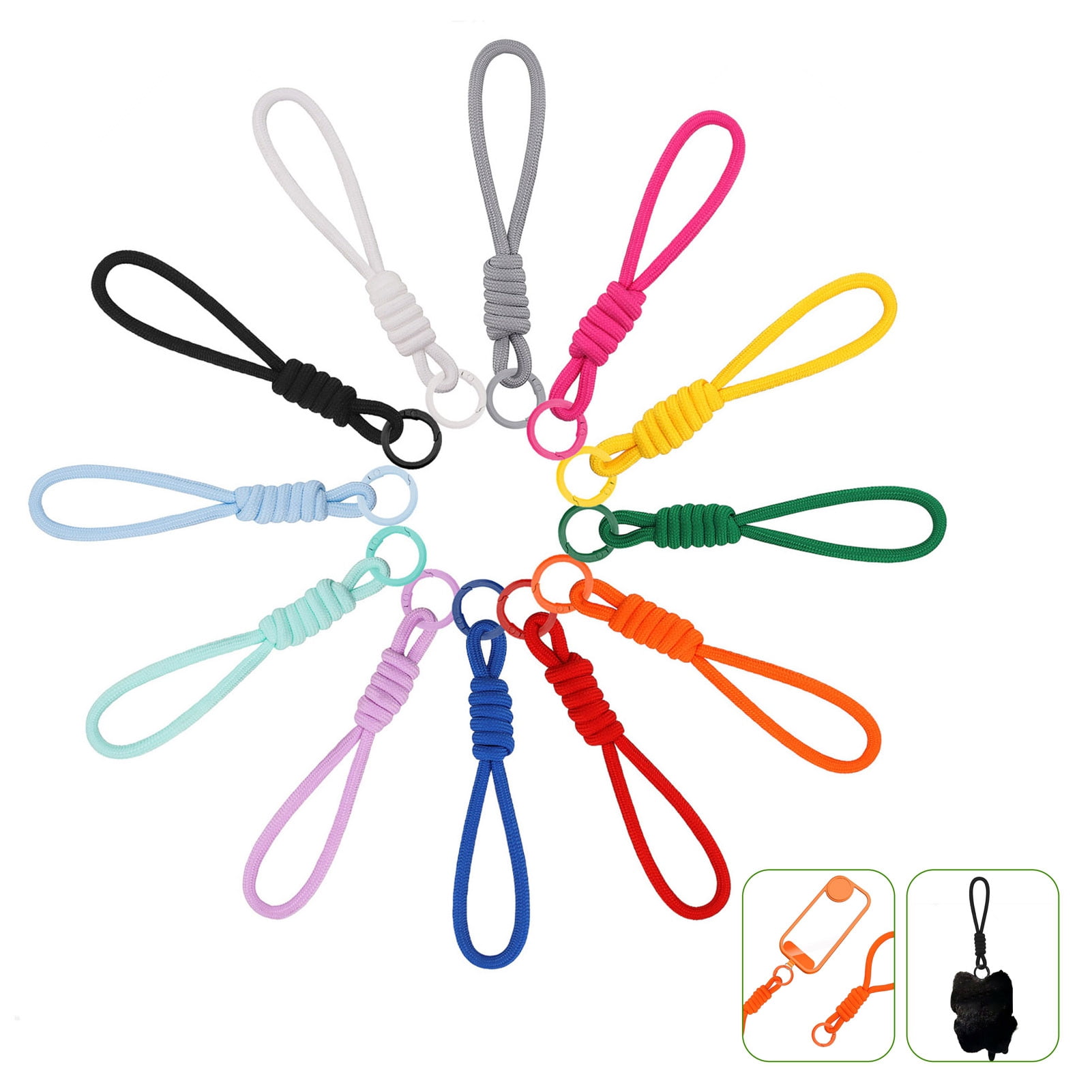 2Pcs Braided Rope Pendant, High-Elastic Keychain Holder with Reinforced ...