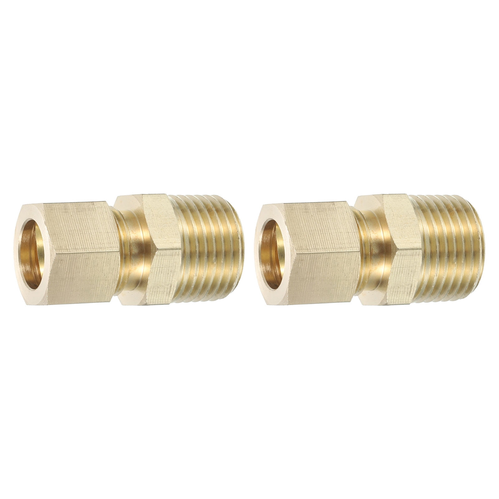 2Pcs Brass Compression Tube Fitting, 3/8" OD x 1/4" NPT Male Connector - Walmart.com