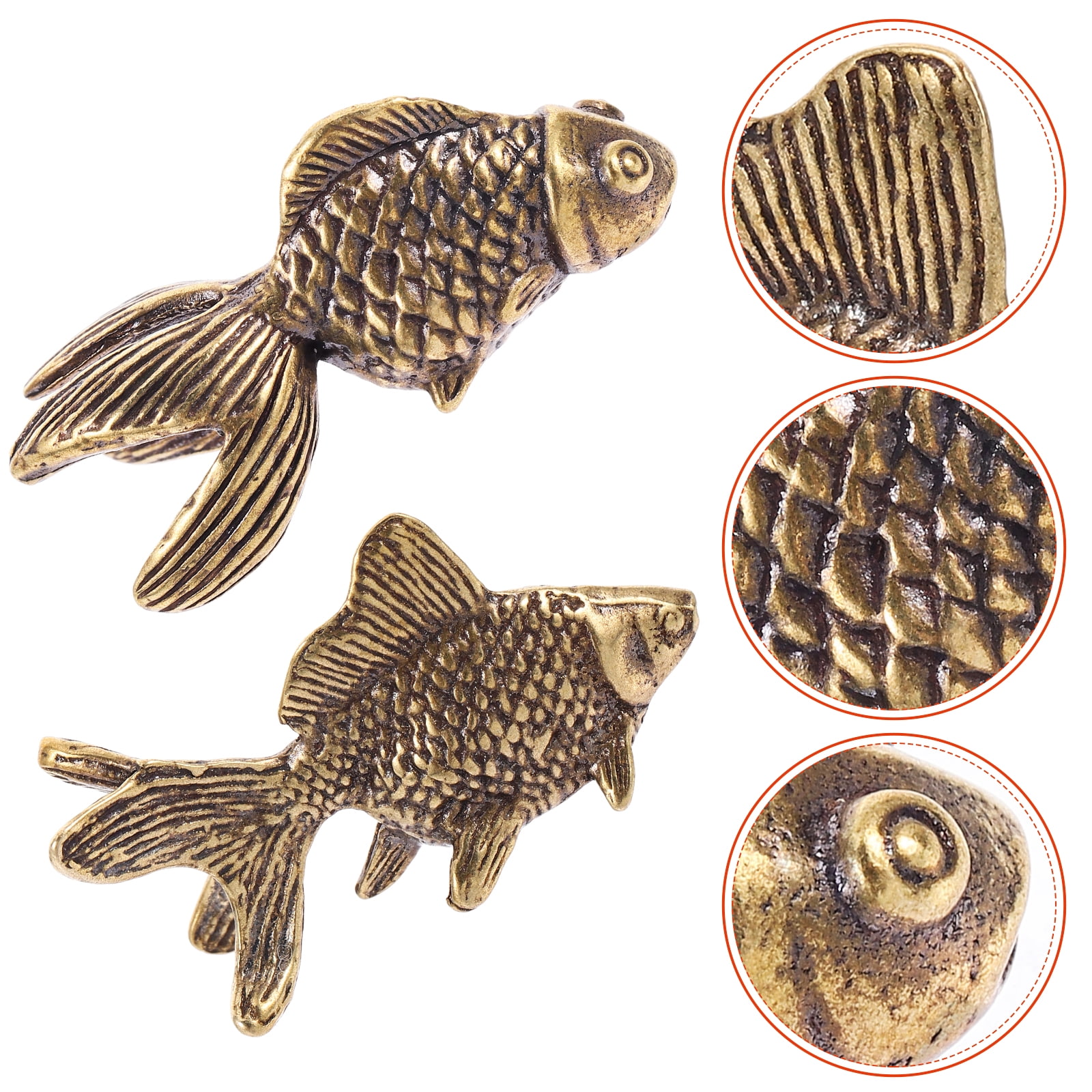 WHAMVOX Golden Brass Fish Statue Figurine for Decor with Exquisite ...