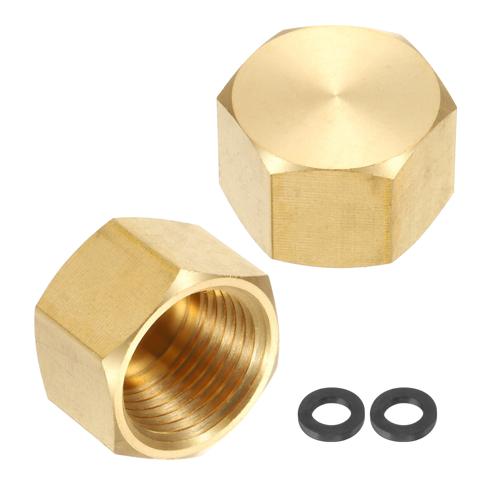 2Pcs Brass Hex Head Plug Compression Cap Fitting Stop Valve Cap, 1/2 ...