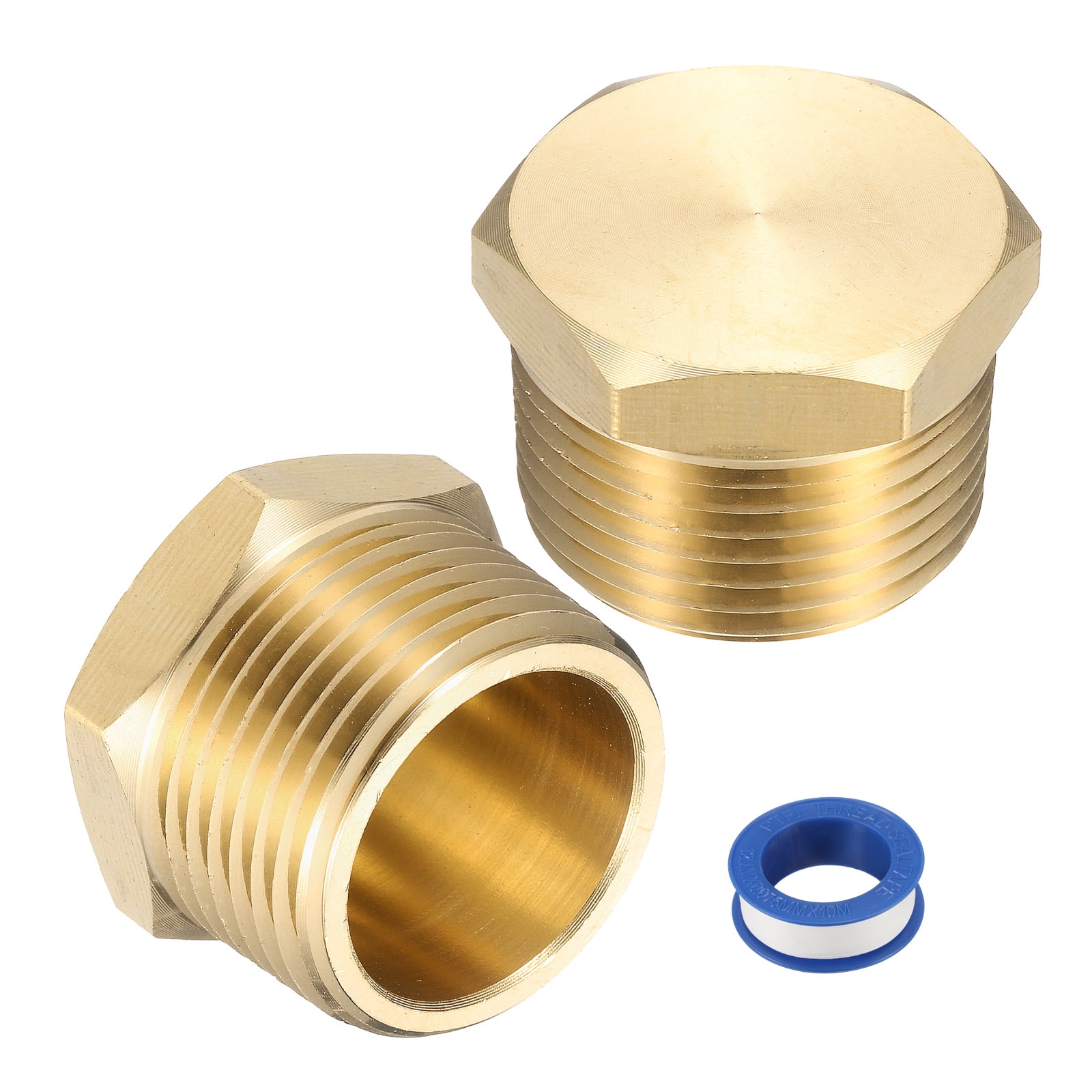 2Pcs Brass Hex Head Plug Compression Cap Fitting Stop Valve Cap, 3/4 ...