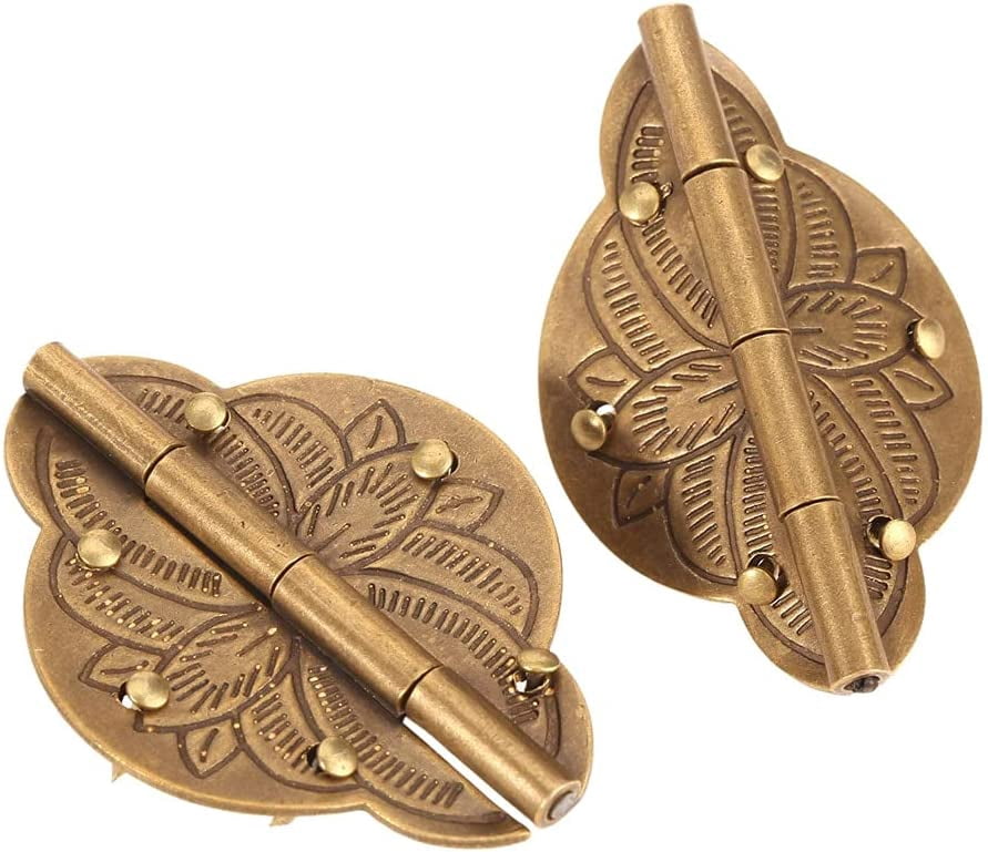 2Pcs Brass Hinges Wooden Jewelry Box Cabinet Cupboard Door Embossed ...
