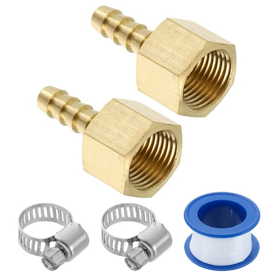 2Pcs Brass Hose Barb Fittings, 1/4" Barb x 3/8" NPT Female Hose Connectors - Walmart.com