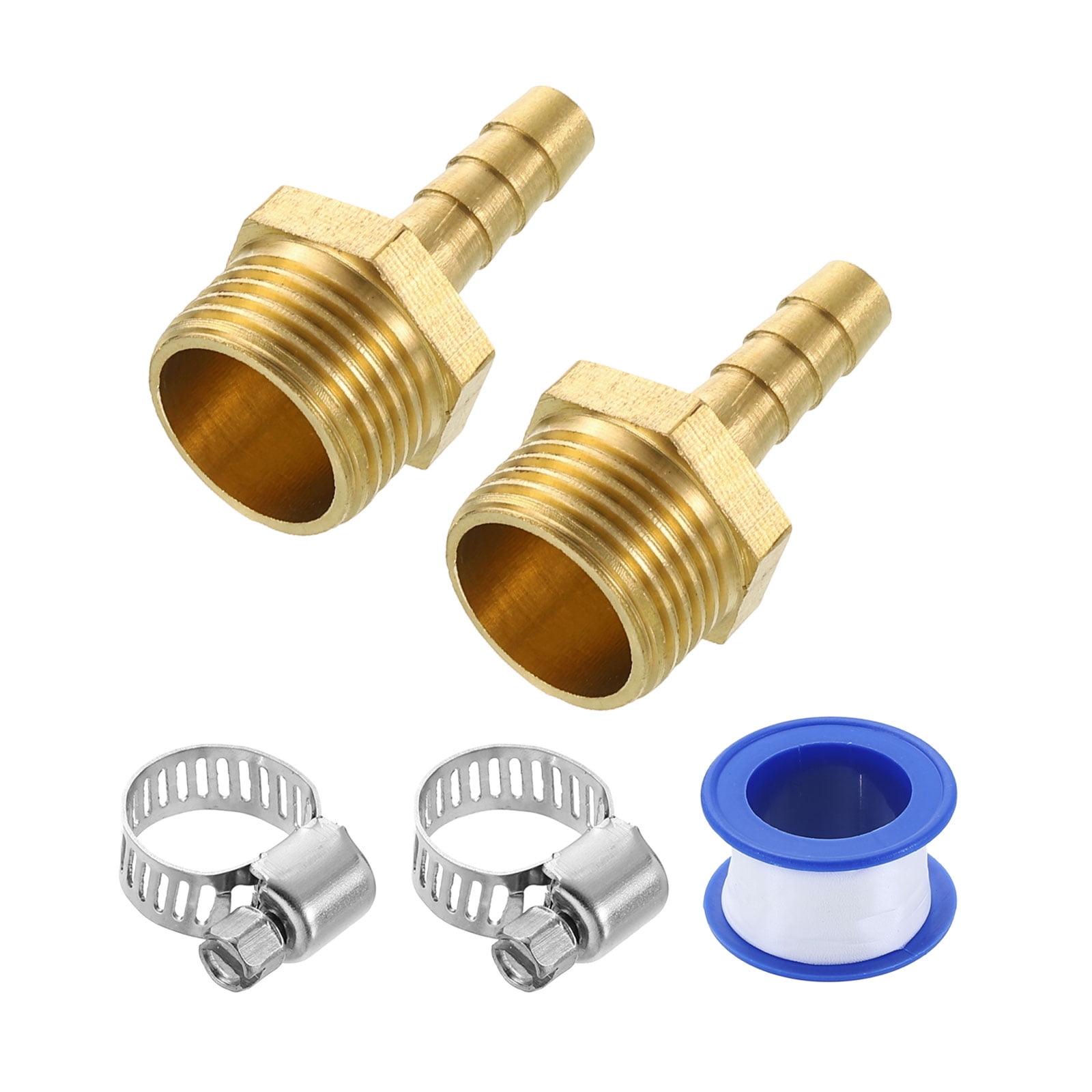 2Pcs Brass Hose Barb Fittings, 1/4" Barb x G3/8" Male Thread Hose ...