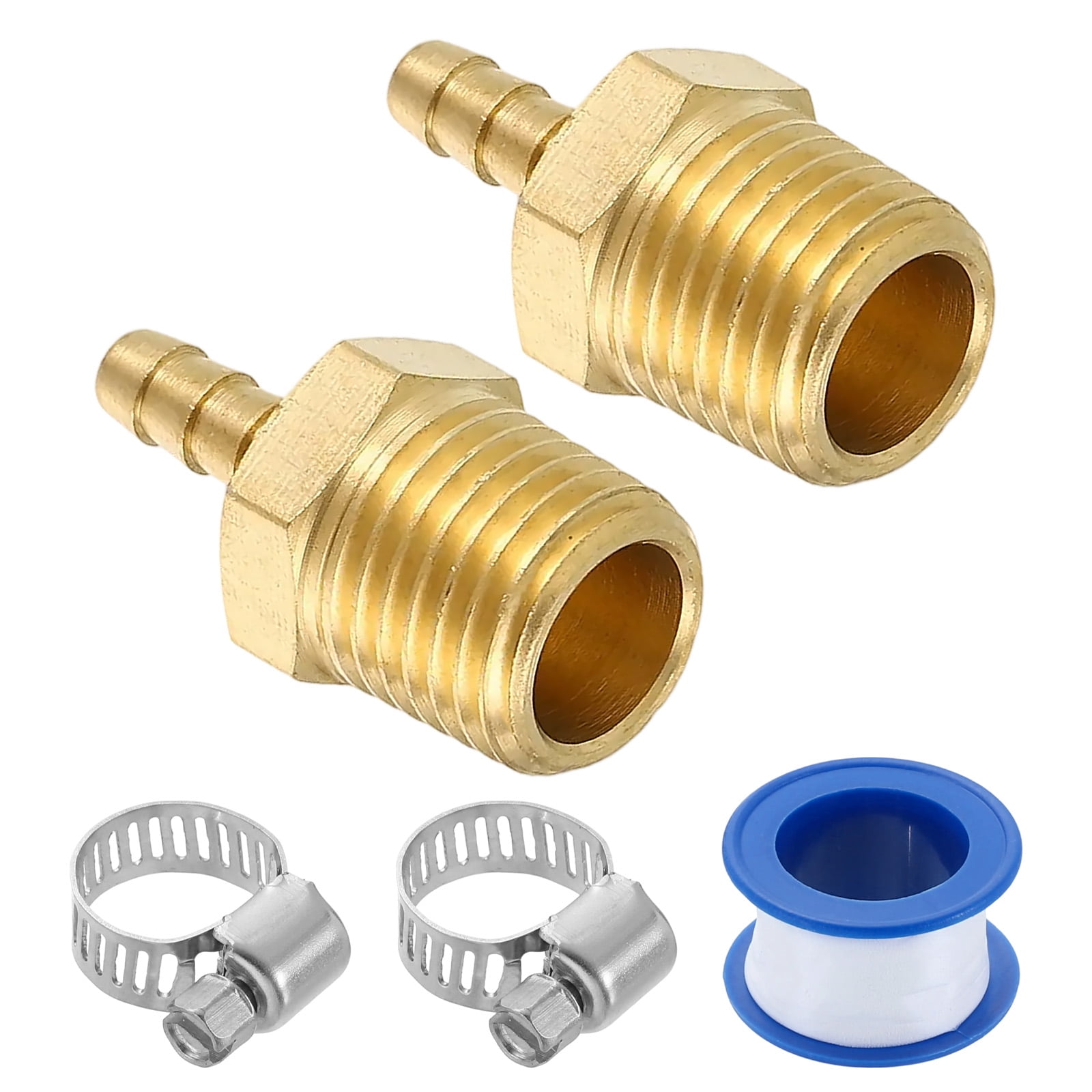 2Pcs Brass Hose Barb Fittings, 1/8" Barb x 1/4" NPT Male Hose ...
