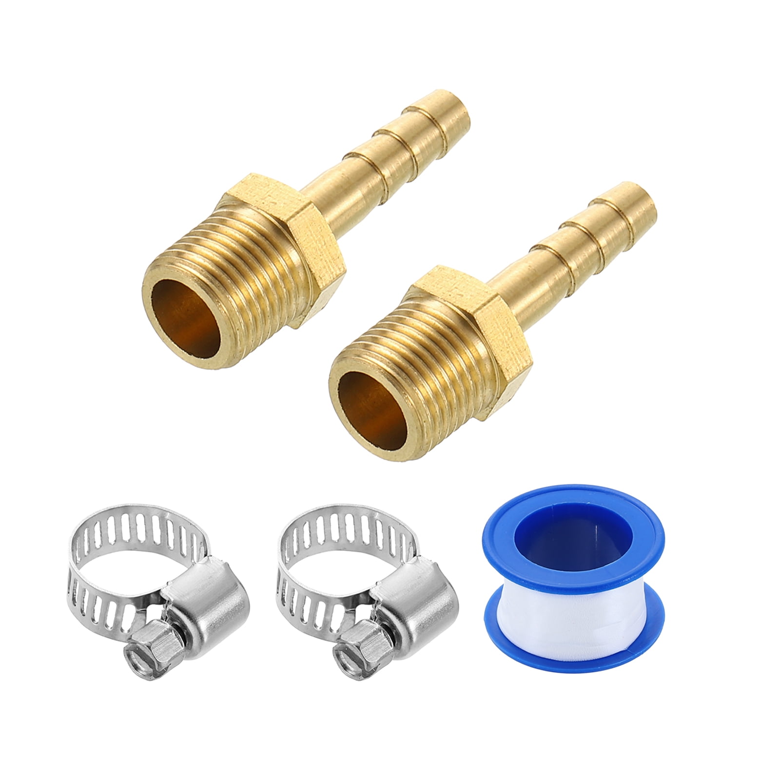 2Pcs Brass Hose Barb Fittings, 3/16" Barb x G1/8" Male Thread Hose ...