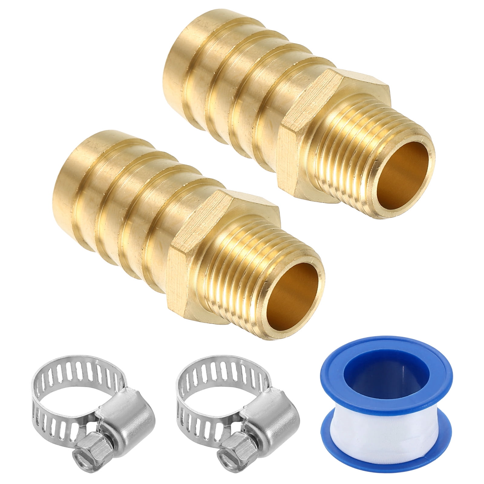 2Pcs Brass Hose Barb Fittings, 3/4" Barb x 3/8" NPT Male Hose Connector - Walmart.com