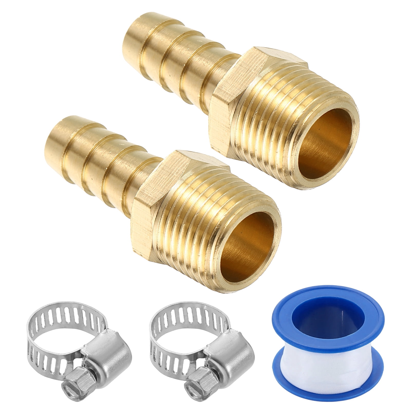 2Pcs Brass Hose Barb Fittings, 3/8" Barb x 3/8" NPT Male Hose Connector ...