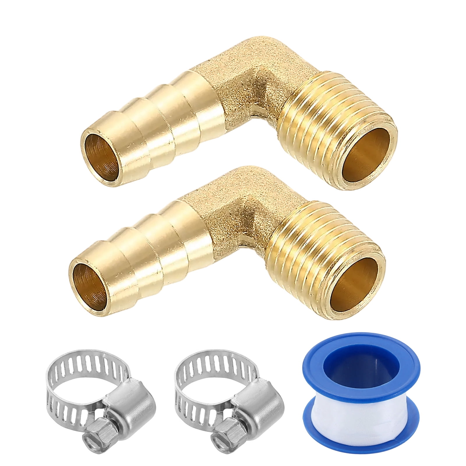 2Pcs Brass Hose Barb Fittings, 3/8" x 1/4" NPT 90 Degree Elbow Hose Connector - Walmart.com