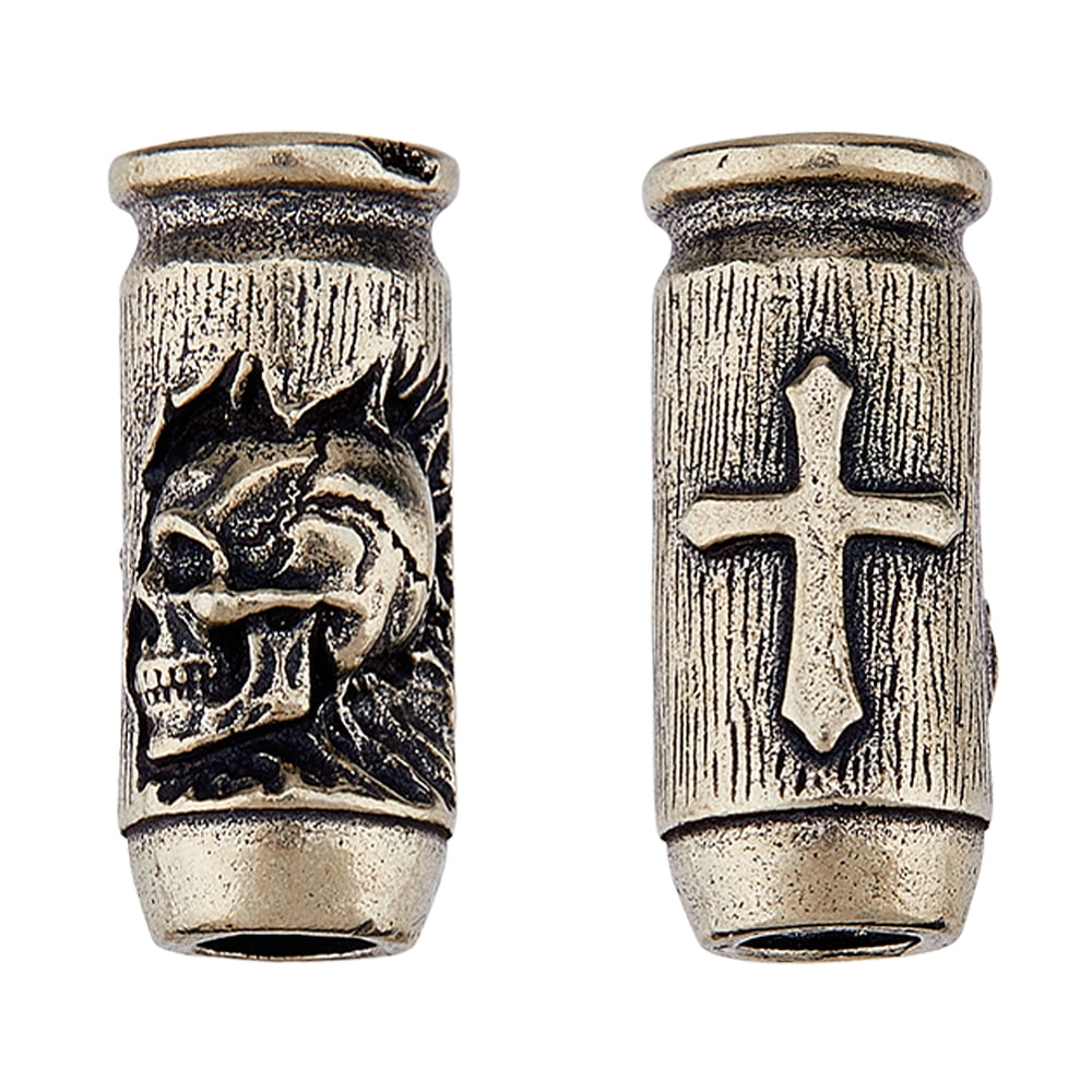 2Pcs Brass Paracord Beads Bulk Knife Lanyard Beads EDC Charm Bead ...