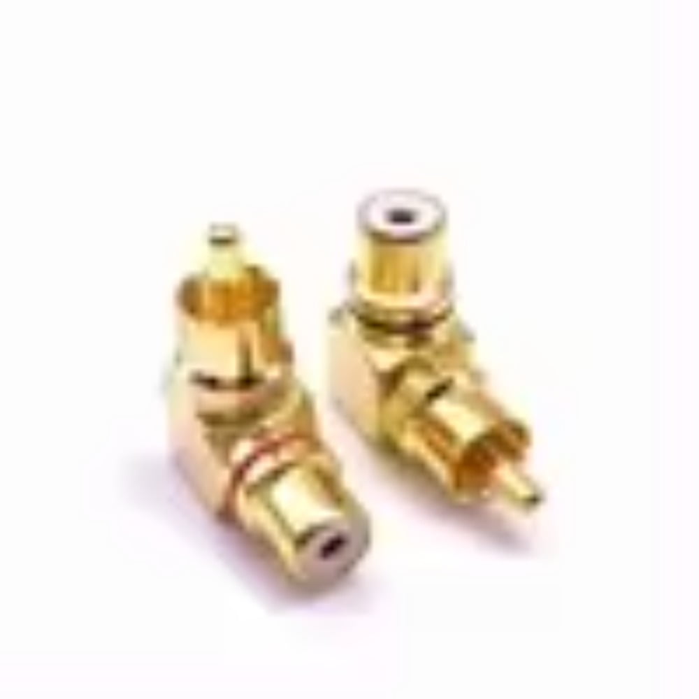 2Pcs Brass RCA Right Angle Male To Female Gold Plated Connector 90 ...