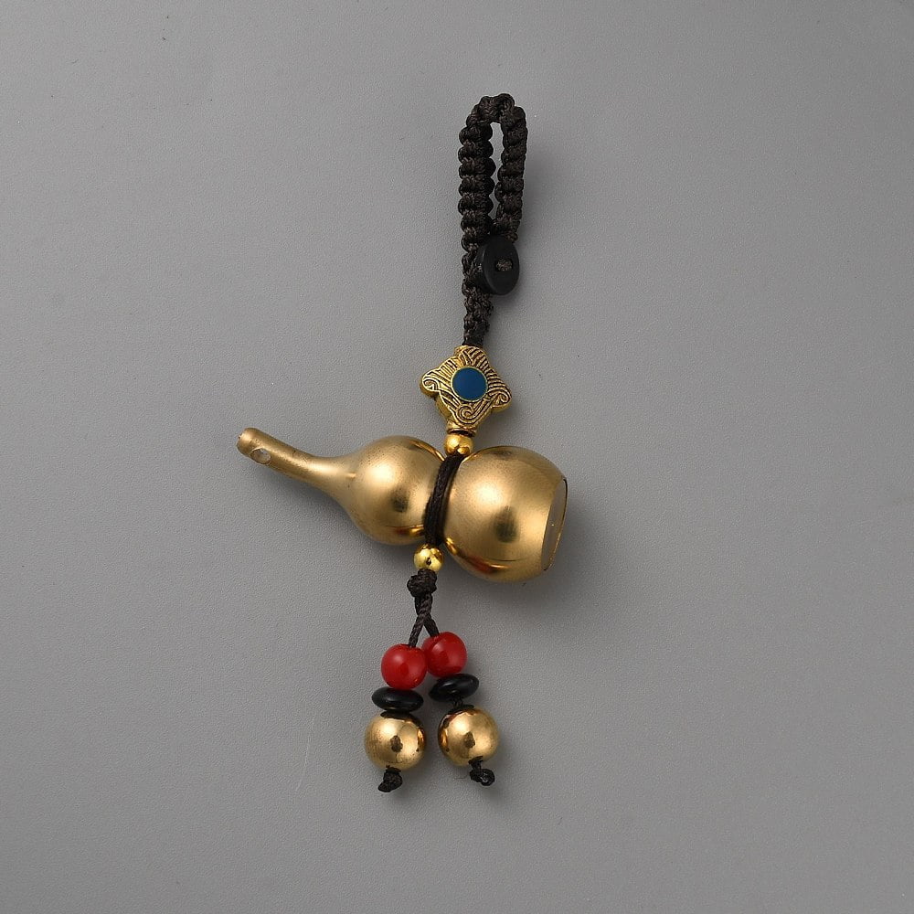 2Pcs Brass Wu Lou Gourd Key Chain Chinese Hulu Key Holder Brass Golden ...