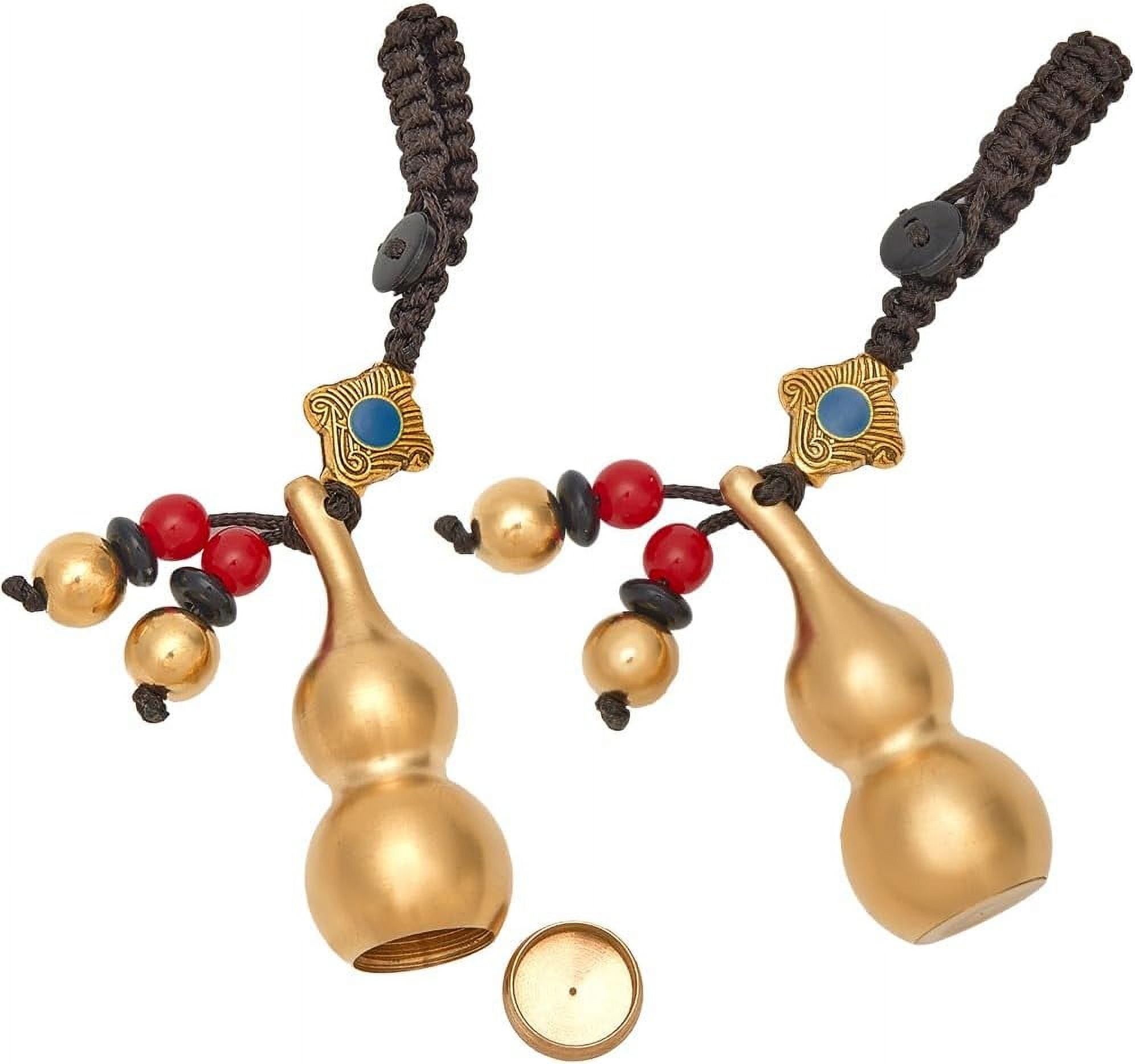 2Pcs Brass Wu Lou Gourd Key Chain Chinese Hulu Keychain Holder Golden ...