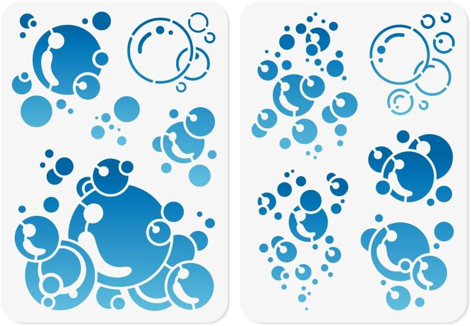 2Pcs Bubbles Stencils for Painting 11.69"x8.27" Reusable Plastic ...
