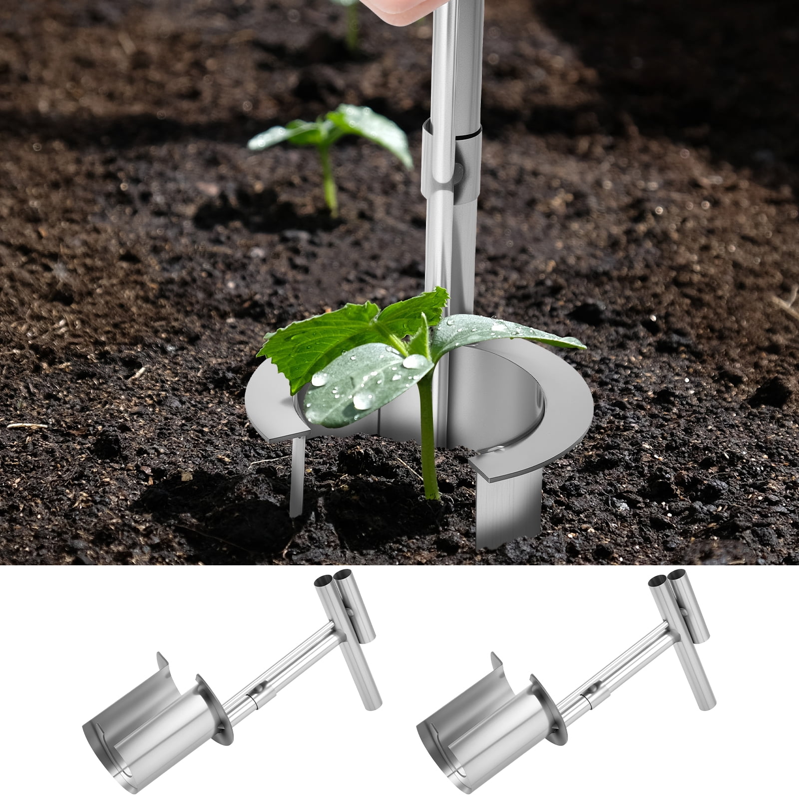 2Pcs Bulb Planter Tool Metal Grass Plugger Tool Precise Seedling Moving ...