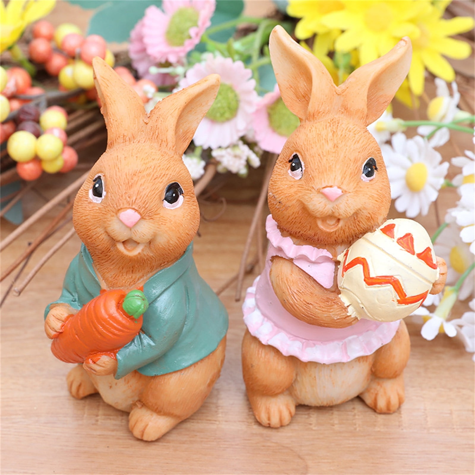 2Pcs Bunny Animal Easter Decoration Standing Outdoor Statue Small ...