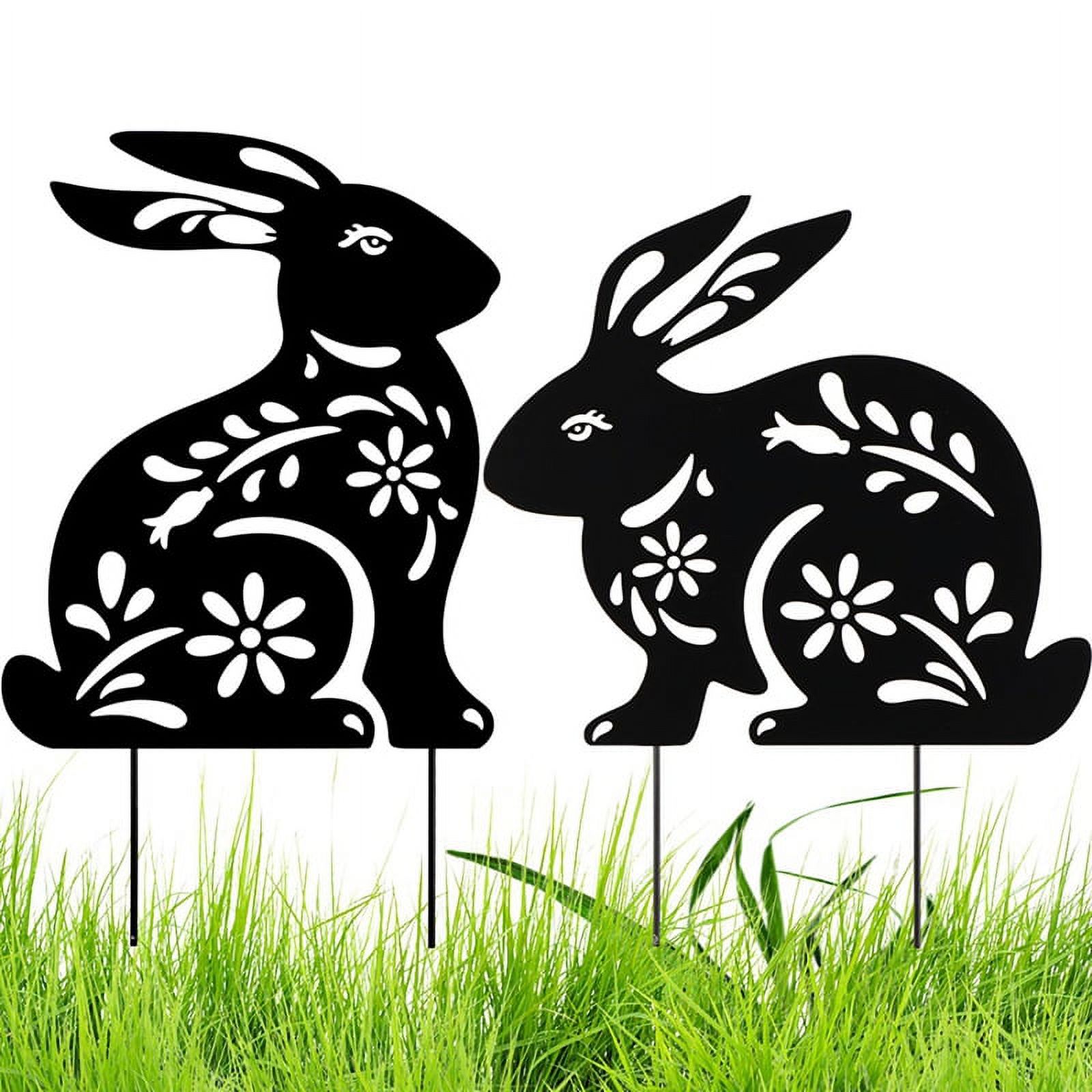 2Pcs Bunny Garden Stakes Metal Bunny Stakes Metal Garden Decorations ...