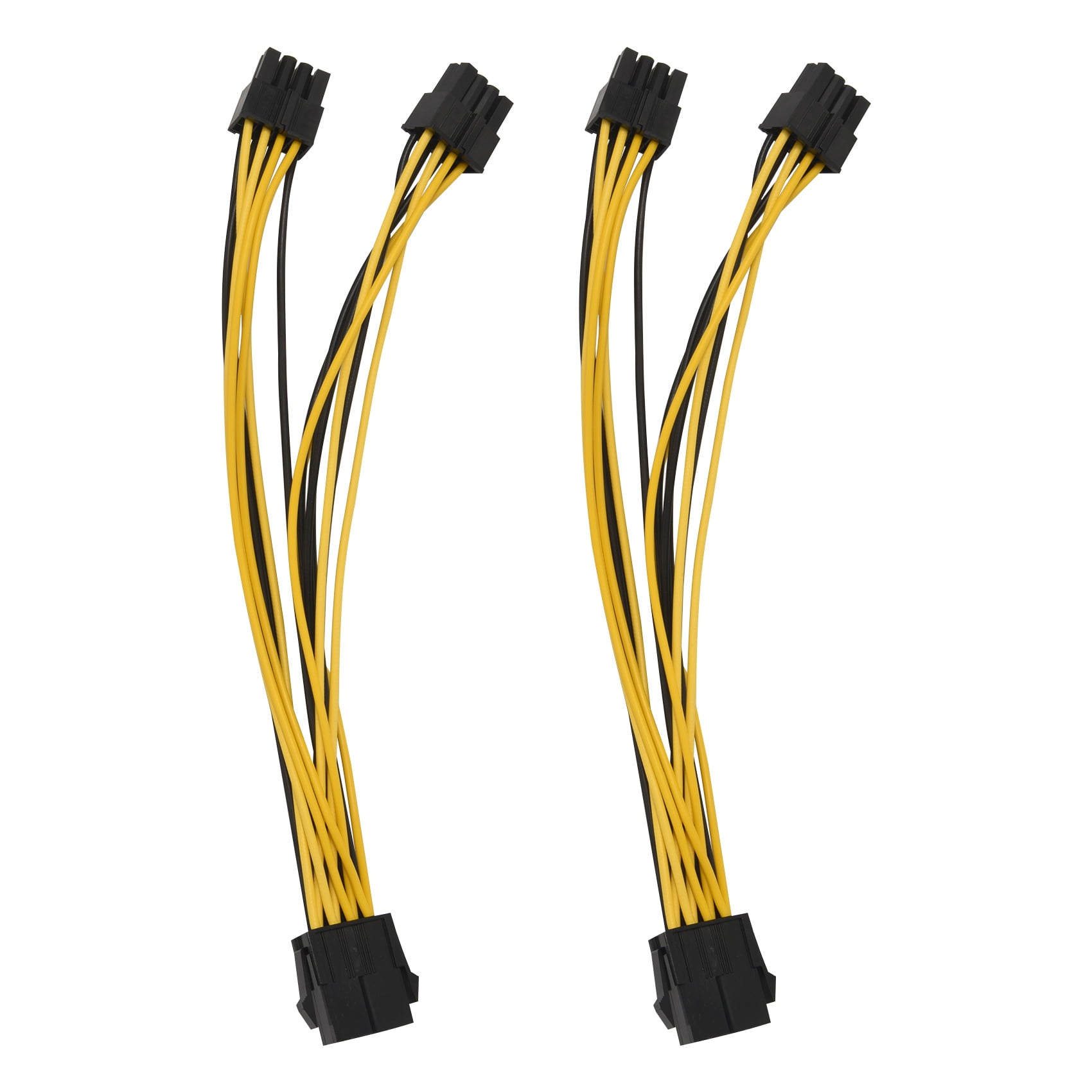 2Pcs CPU 8Pin Female 1 to 2 Male 4+4Pin Y Splitter Power Supply Cable ...