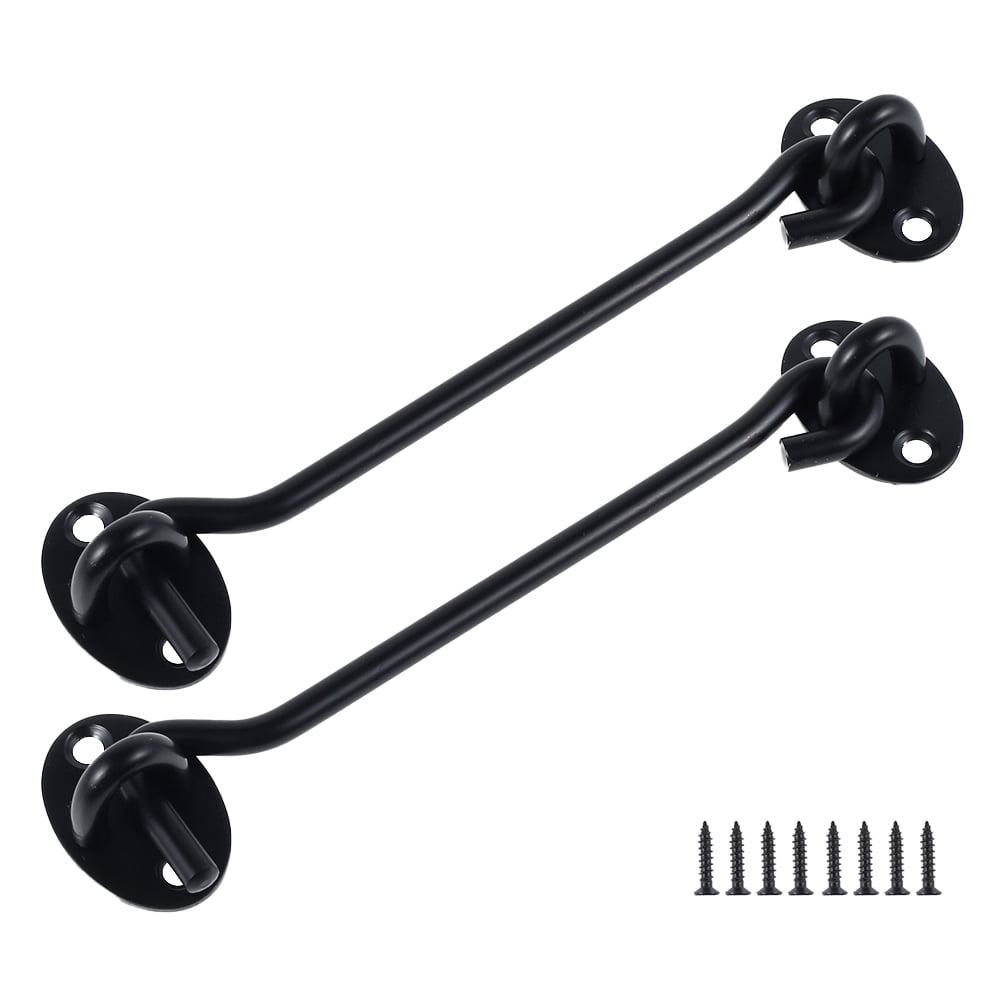2Pcs Cabin Hook Stainless Steel Hook and Eye Latch Black Window Lock ...