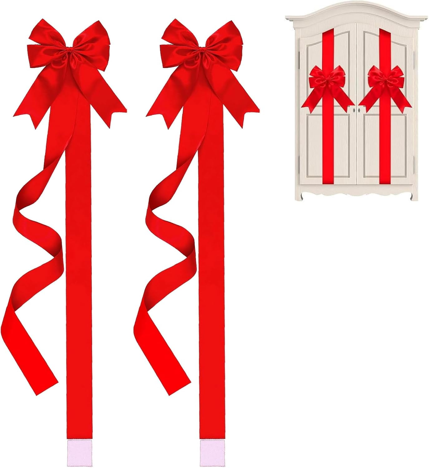 2Pcs Cabinet Bows for Kitchen Christmas Decorations, Red Cabinet Bows ...