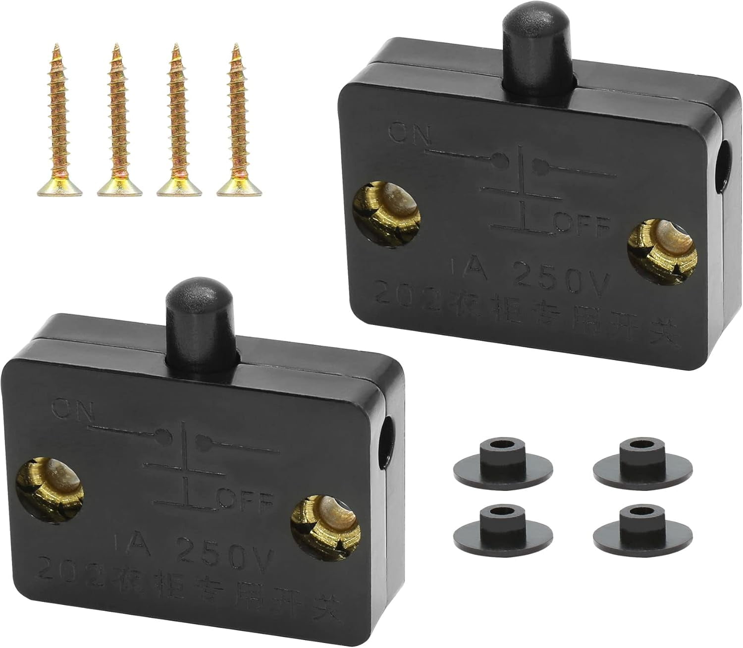 2Pcs Cabinet Lamp, Black Closet Light Automatic Door Switch, Wardrobe ...