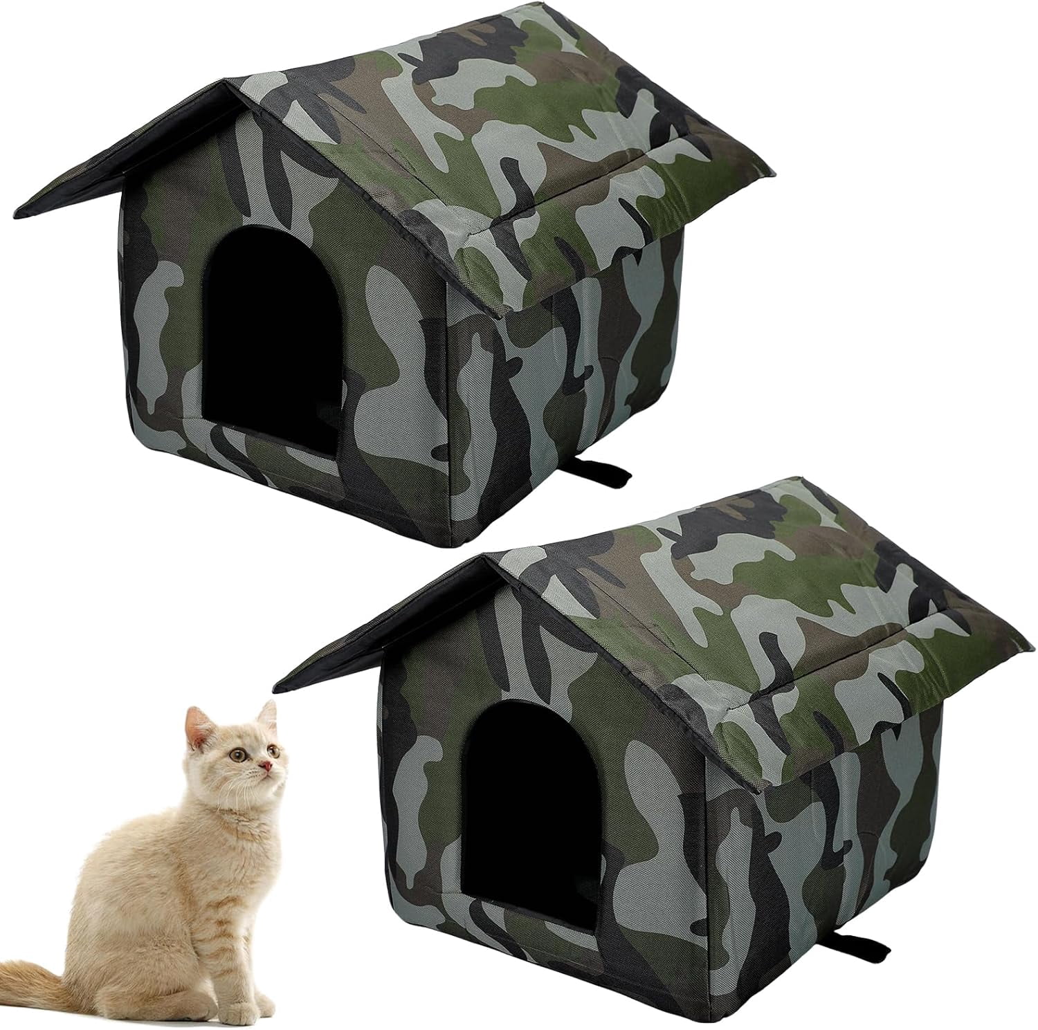 2Pcs Camo Cat Houses for Outdoor Stray Cats Shelter Weatherproof ...