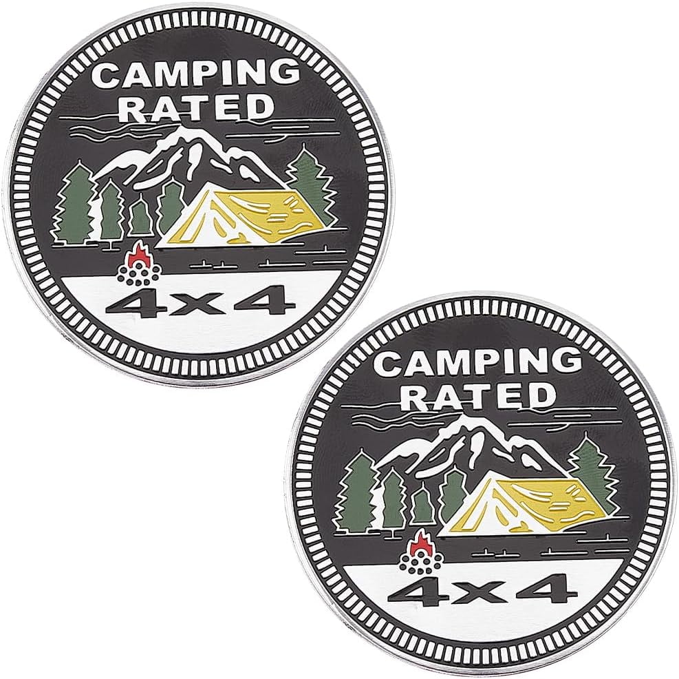 2Pcs Camping Rated 4x4 Metal Automotive Badge Round Car Emblems ...