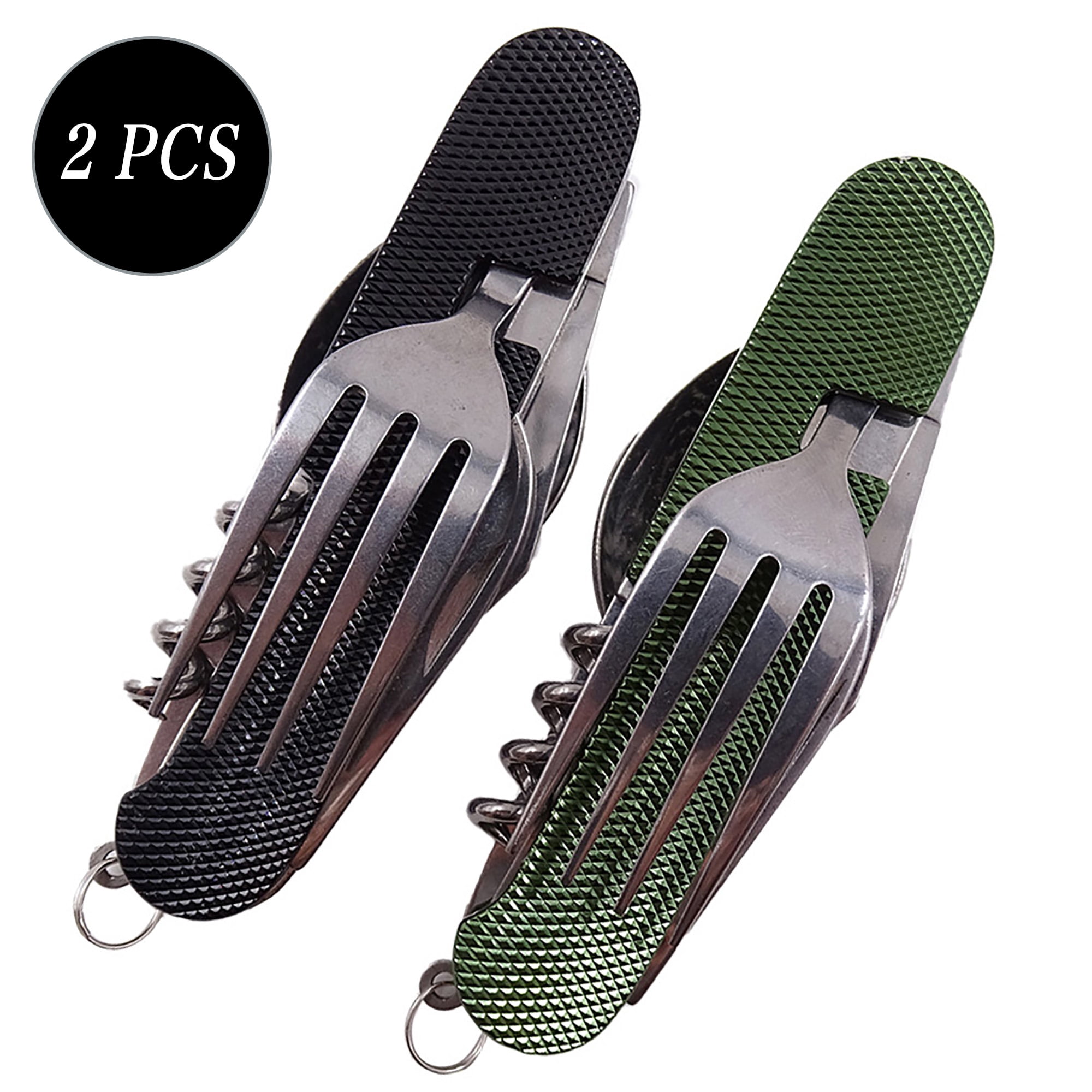 2Pcs Camping Utensils Cutlery Set Travel Utensil Foldable Silverware ...