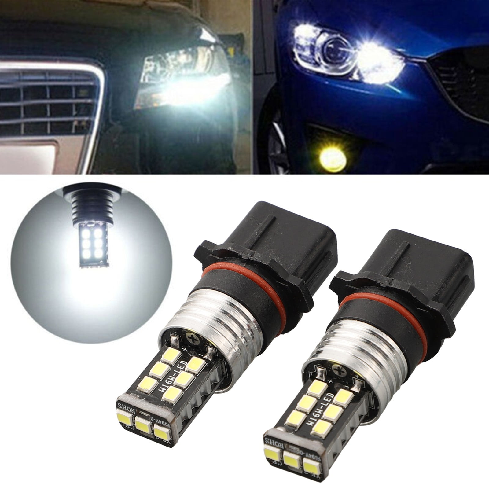 2Pcs Canbus P13W Led Bulbs 2835 15Led Fog Lamp Daytime Running Light ...