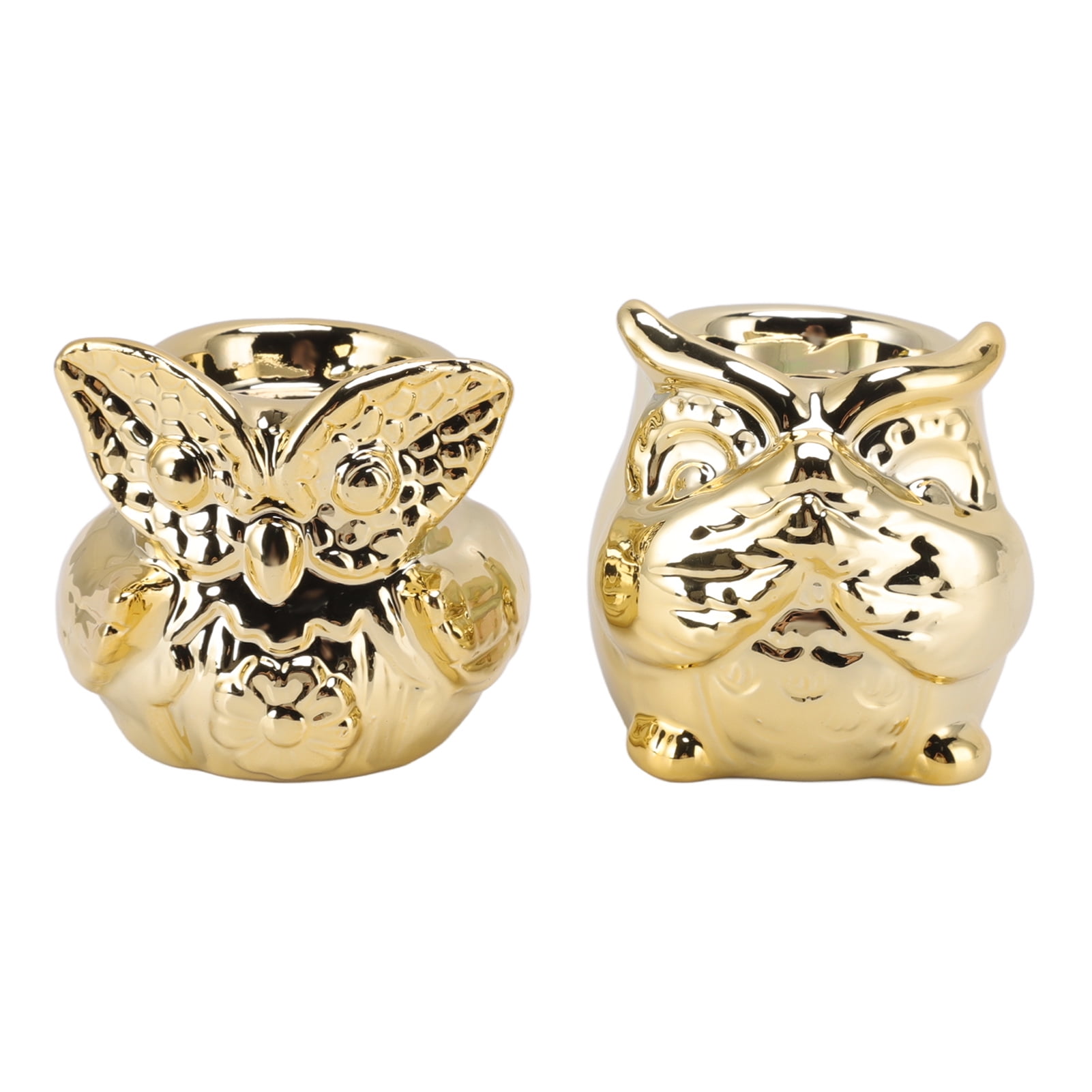 2Pcs Candle Holder Ceramic Candlestick Base Owl Design Bird Figurine ...