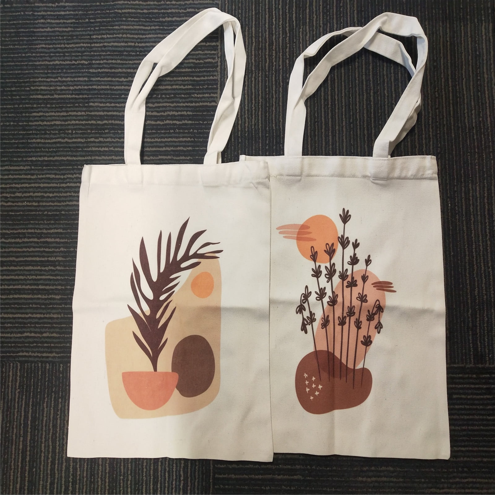 2Pcs Canvas Tote Bag for Women,Aesthetic Tote Bag,Reusable Flower Tote ...