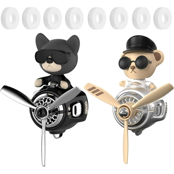 2Pcs Car Air Fresheners, Cute Bear Pilot Automotive Air Outlet Creative ...
