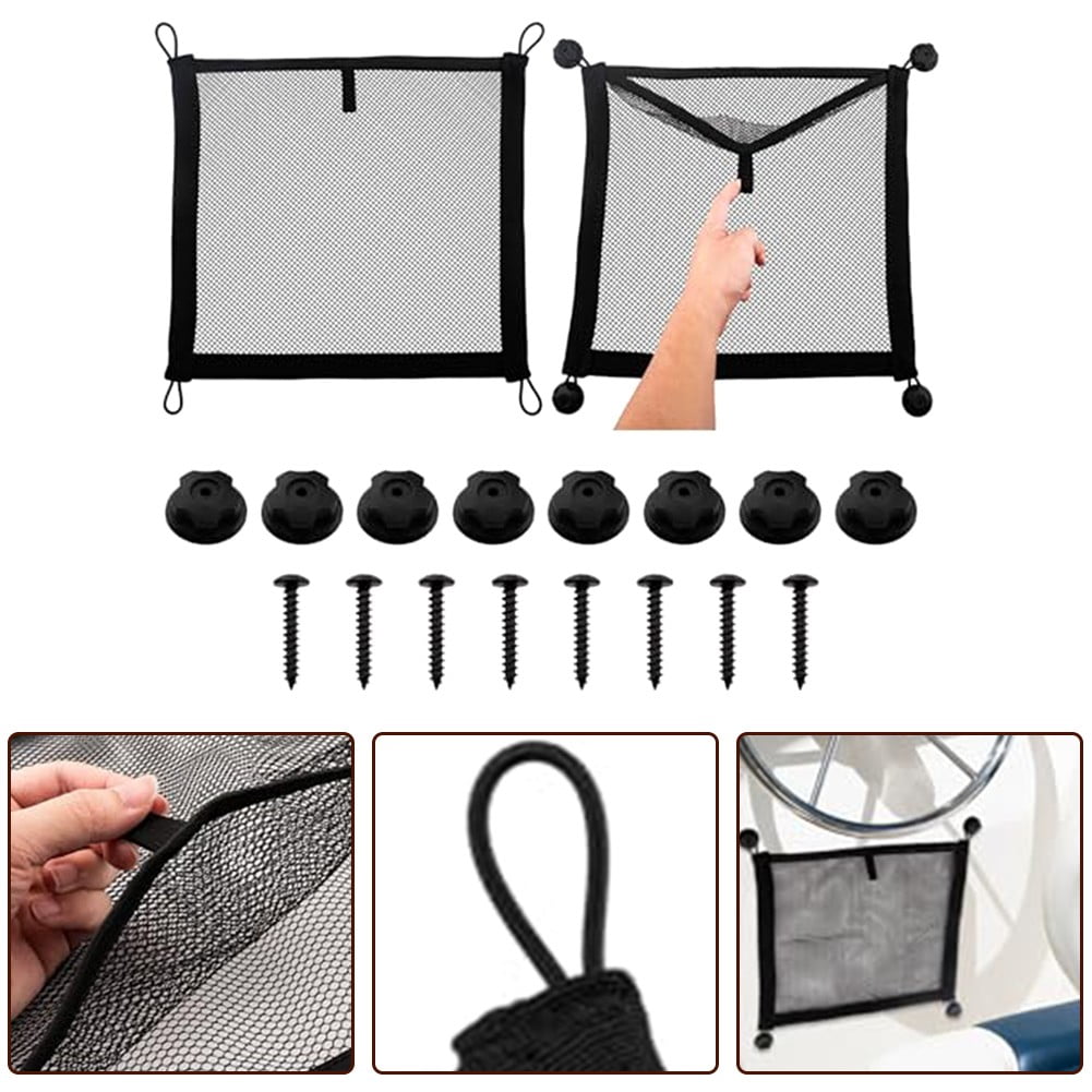 2Pcs Car Back Rear Mesh Trunk Seat Non-Elastic String Net Storage Bag ...