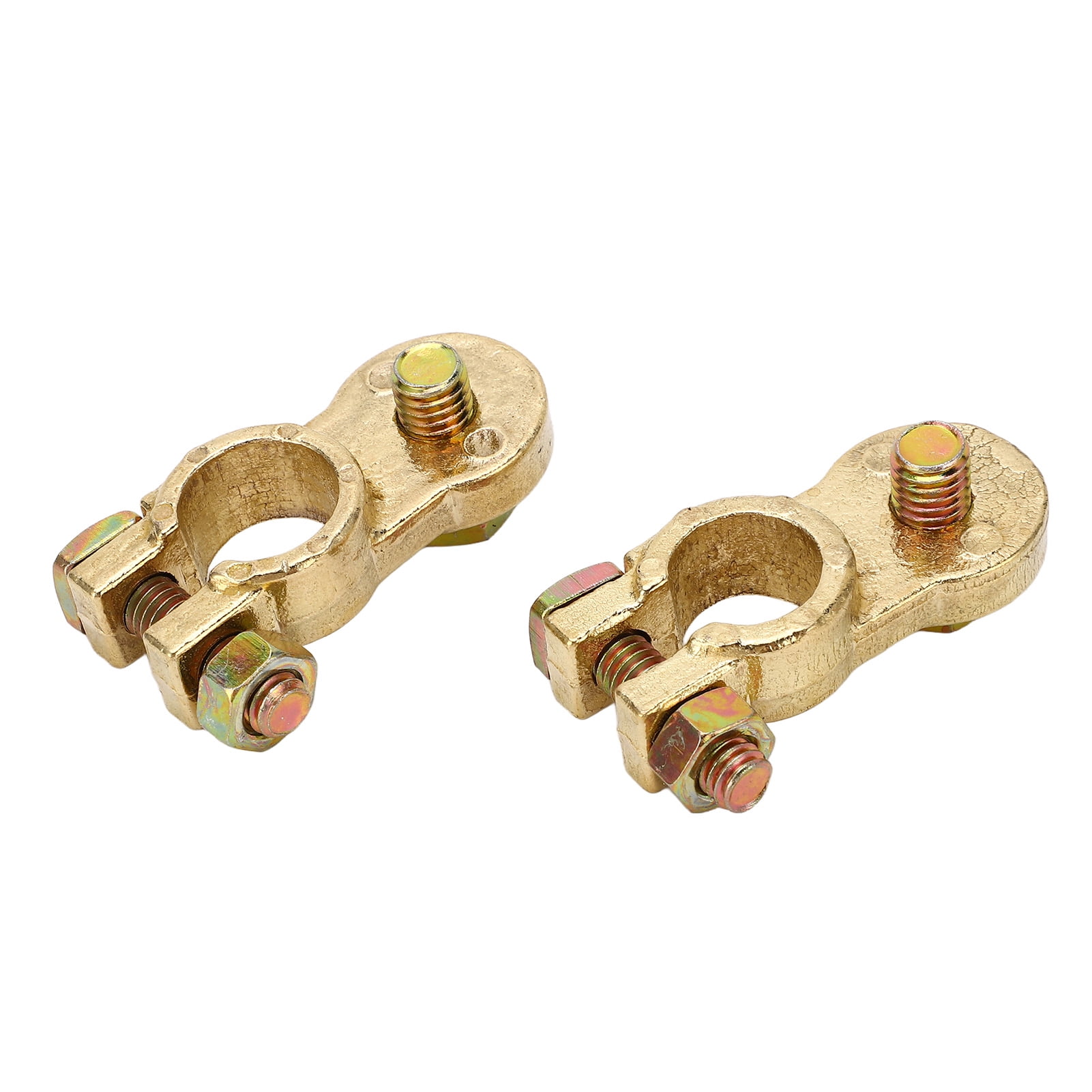 2Pcs Car Battery Terminal Connector Brass Plated Automotive Battery ...