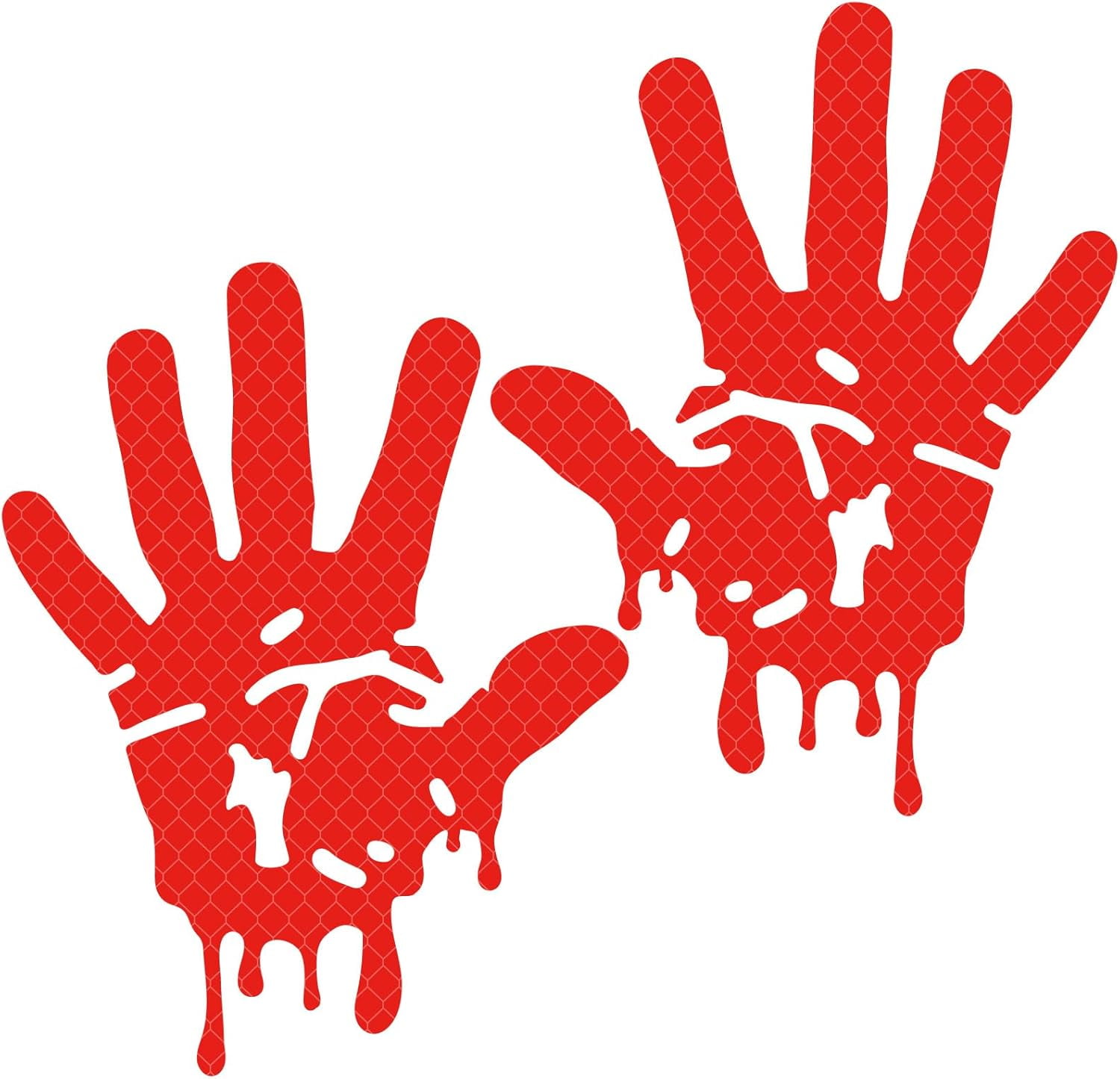 2Pcs Car Bumper Reflective Sticker Dripping Red Hand Palm Waterproof ...