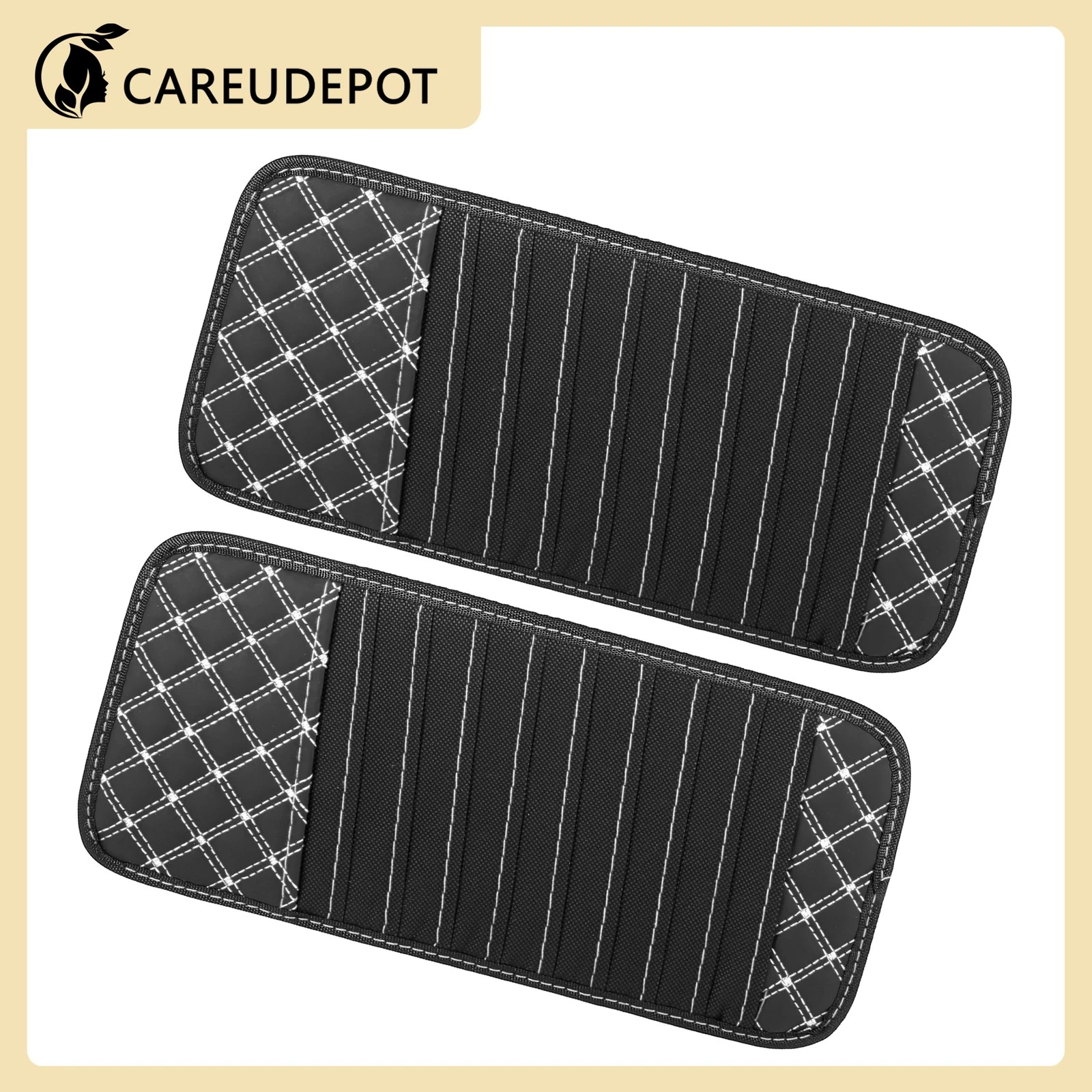 2Pcs Car Cd Visor Storage Cases With 10 Dvd Sleeves Black W/ White Line ...