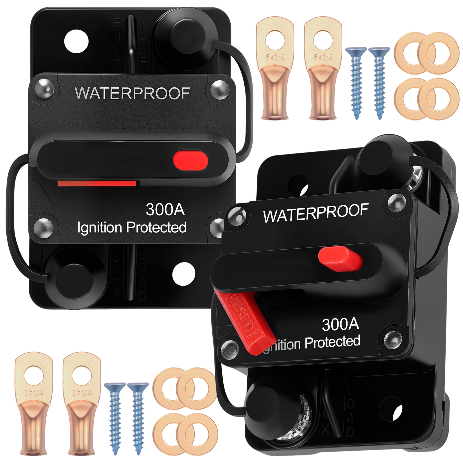 2Pcs Car Circuit Breaker with Manual Reset 300Amp 12V-48V Inline Fuse ...