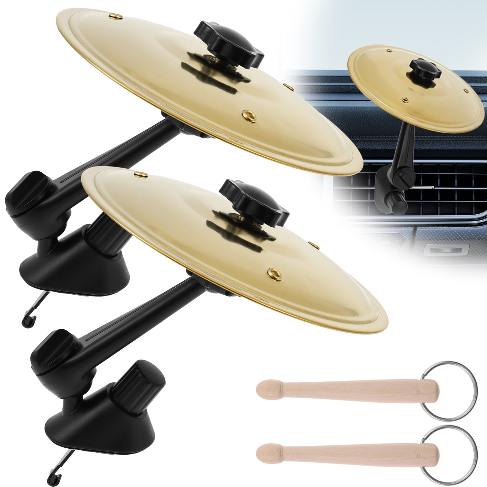2Pcs Car Cymbal Air Vent Car Crash Cymbal Air Vent Mini Drum Cymbal For ...