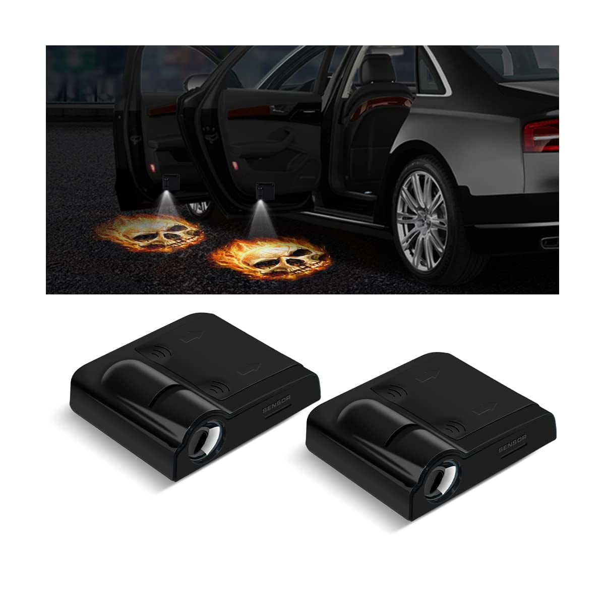 2Pcs Car Door Lights KEF16 Logo Projector, Wireless LED Car Door Paste ...
