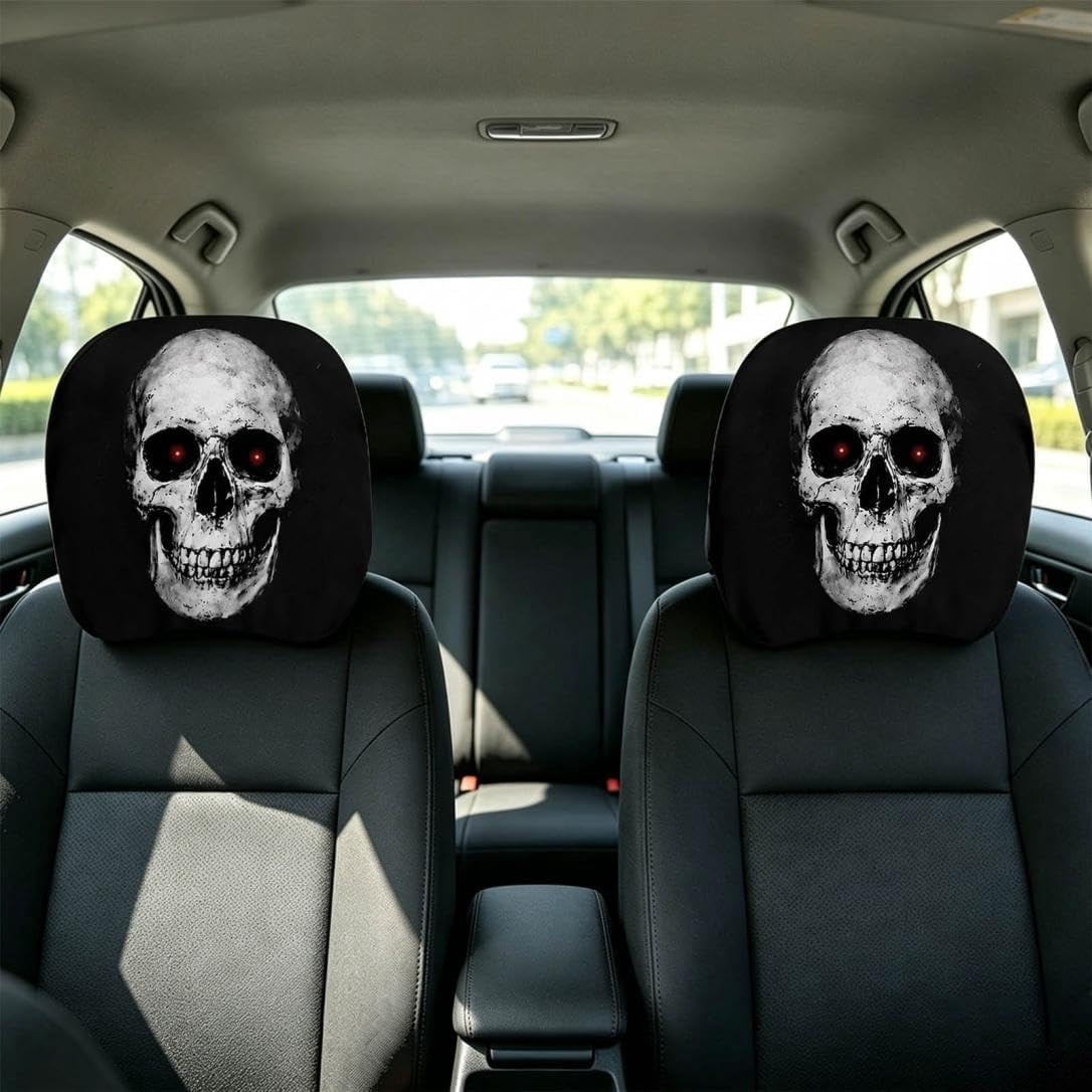 2Pcs Car Headrest Covers Soft Polyester Stretchy Fabric for Auto ...