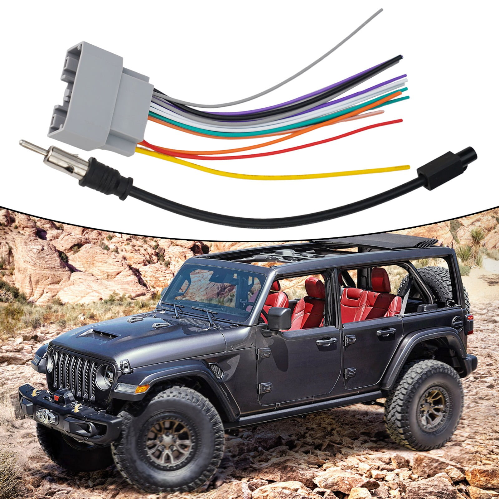 2Pcs Car Stereo Radio Adapter Cable Antenna Wire Harness For Dodge ...