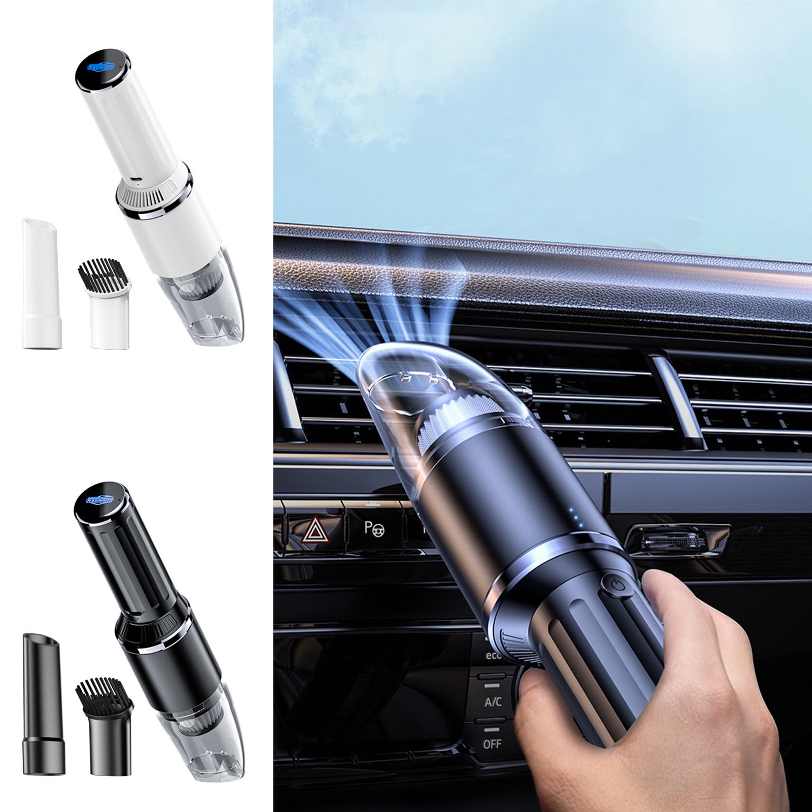 2Pcs Car Vacuum Cleaner Yannianjz Car Vacuum Cleaner with Powerful ...