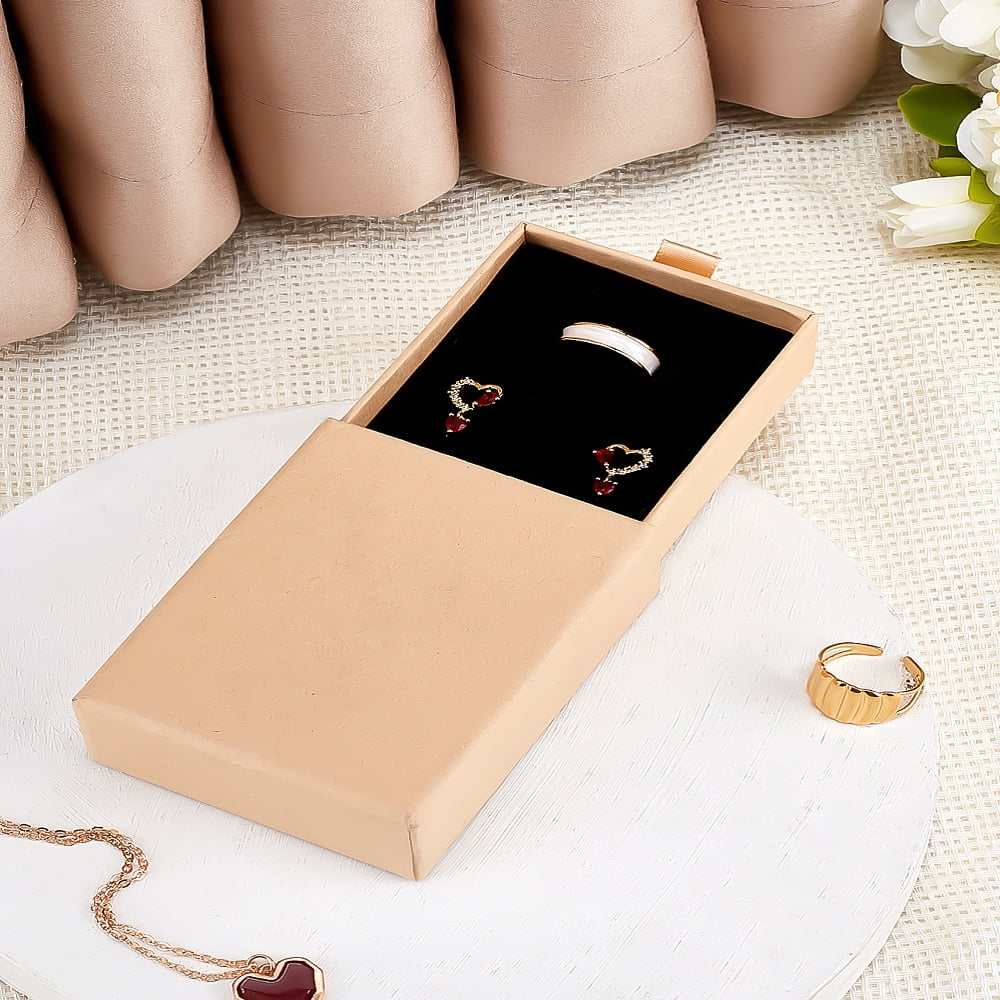 2Pcs Cardboard Paper Jewelry Drawer Boxes Rectangle Light Yellow 9x7x3 ...