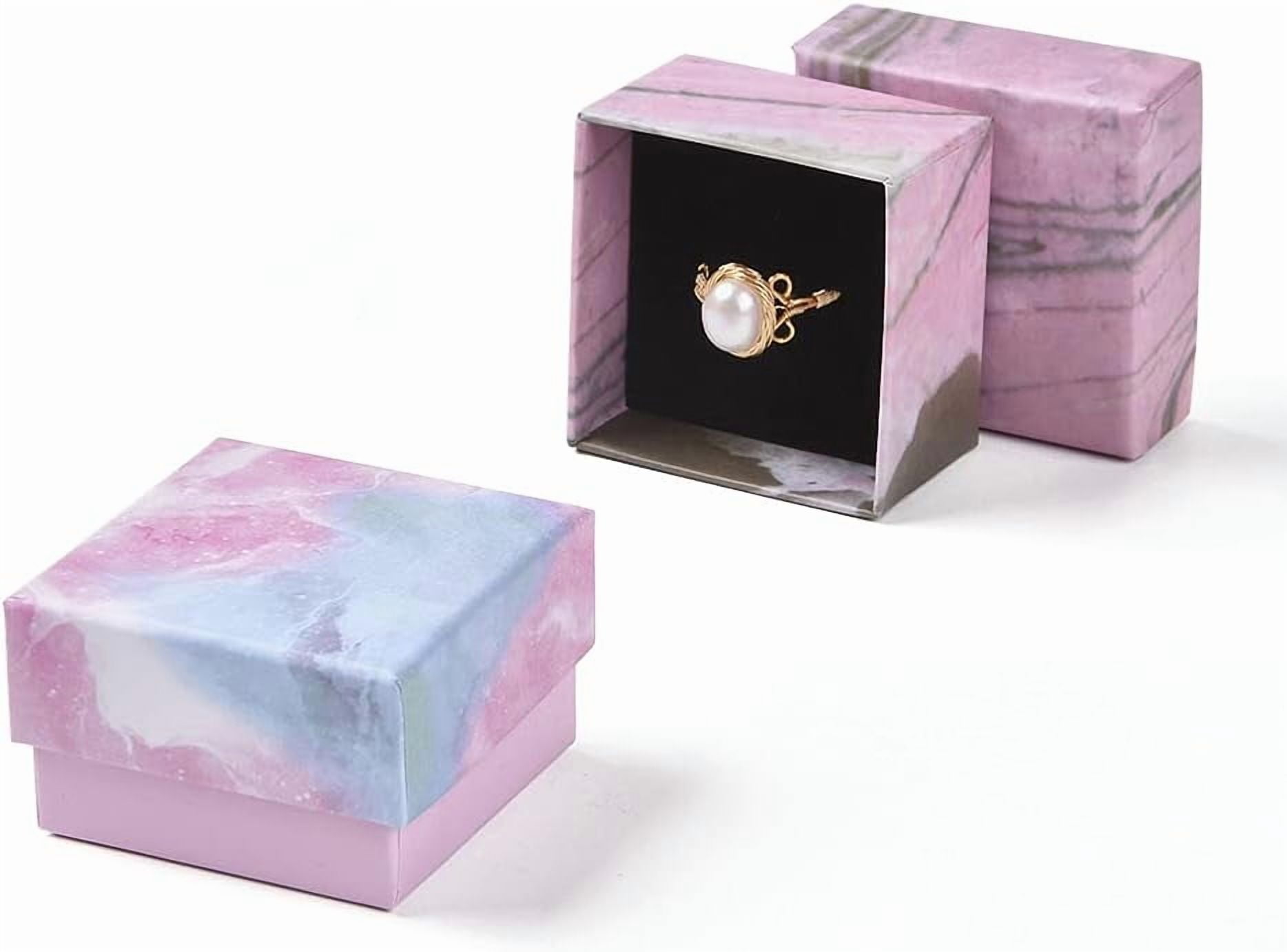 2Pcs Cardboard Ring Boxes with Sponge Inside Square Sky Blue 5.2x5.2x3 ...